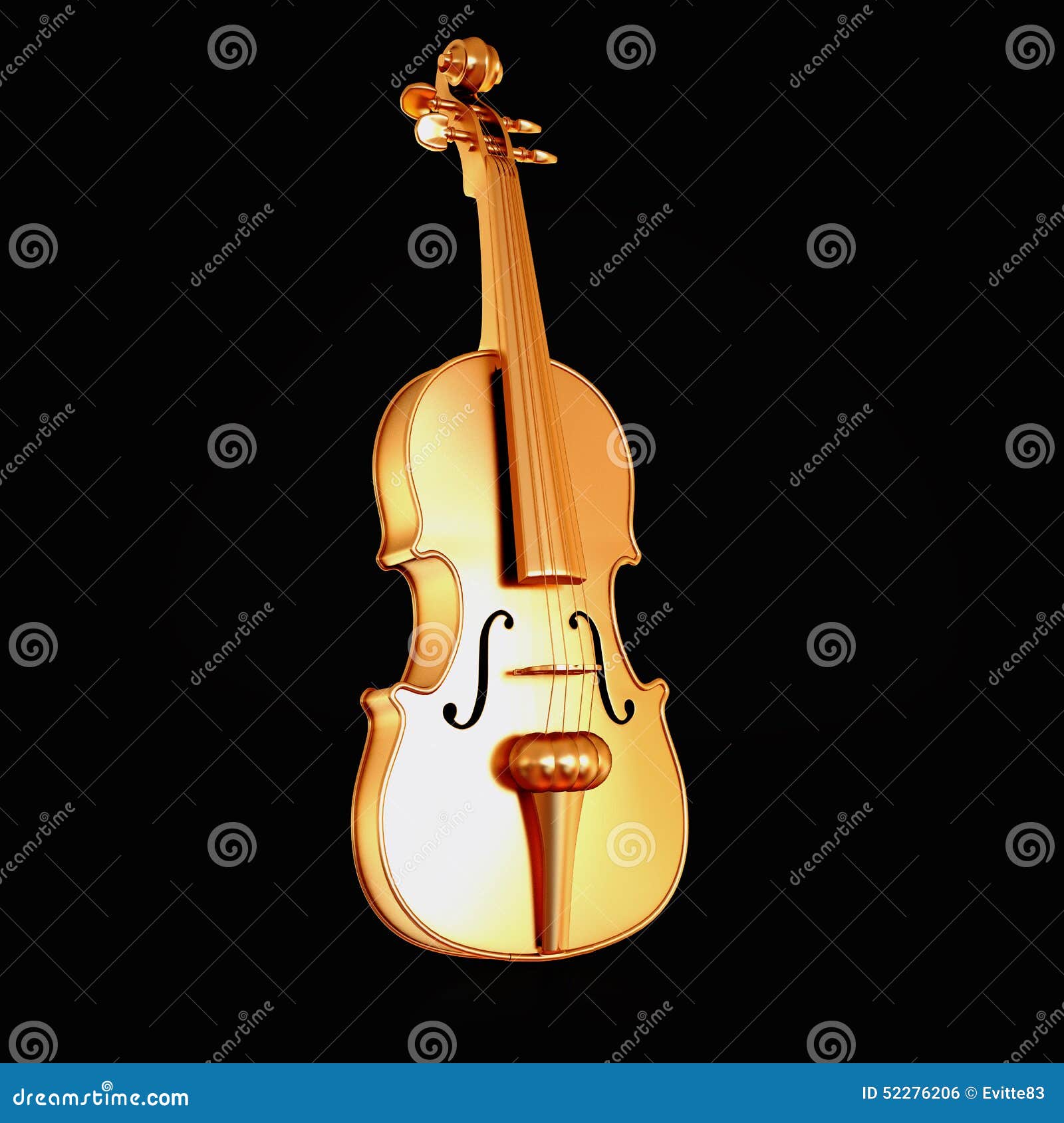 Traditional Golden Violin Isolated on Black Background. Stock ...