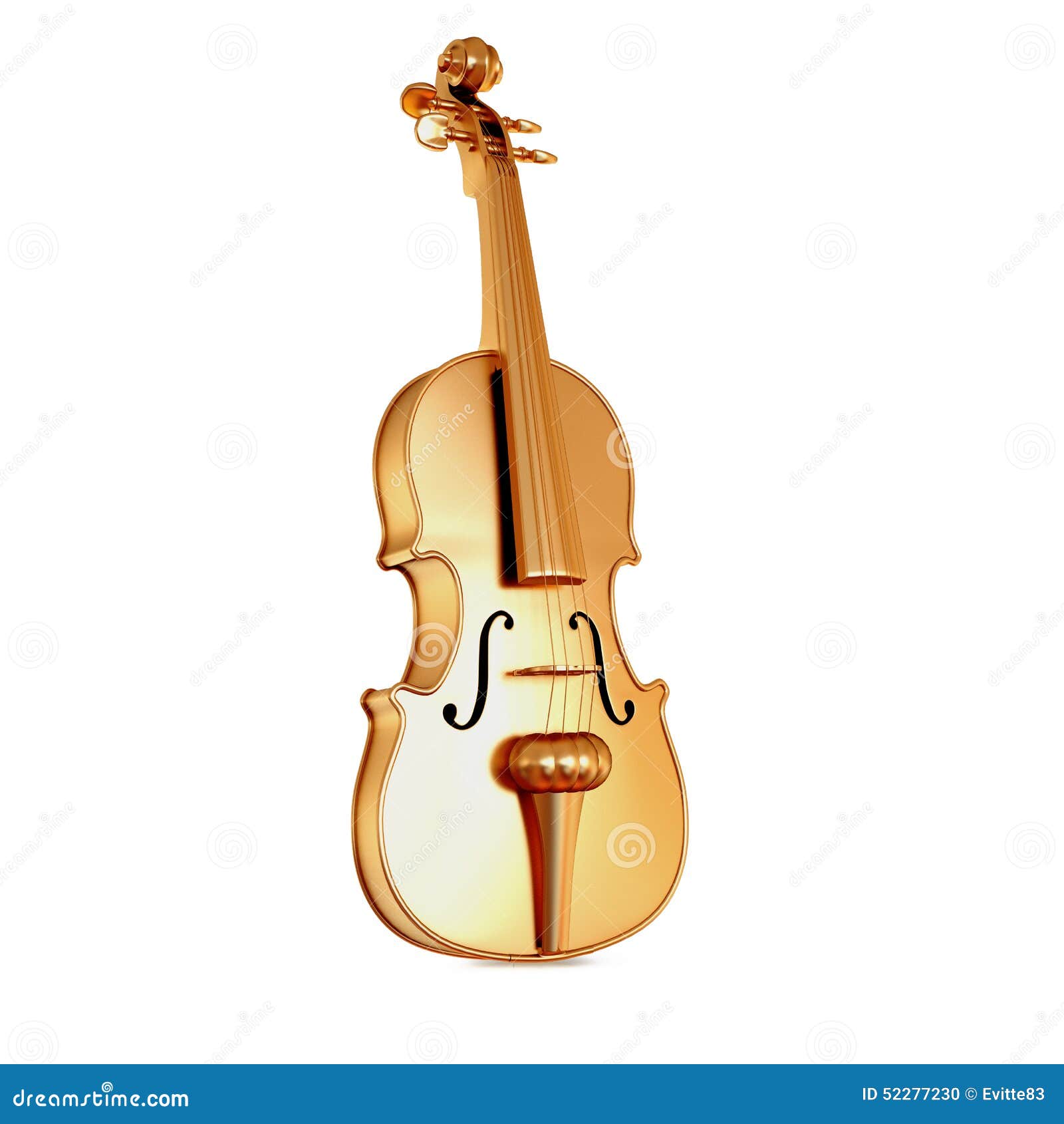 Traditional Golden Violin Isolated On White Background. Royalty-Free ...