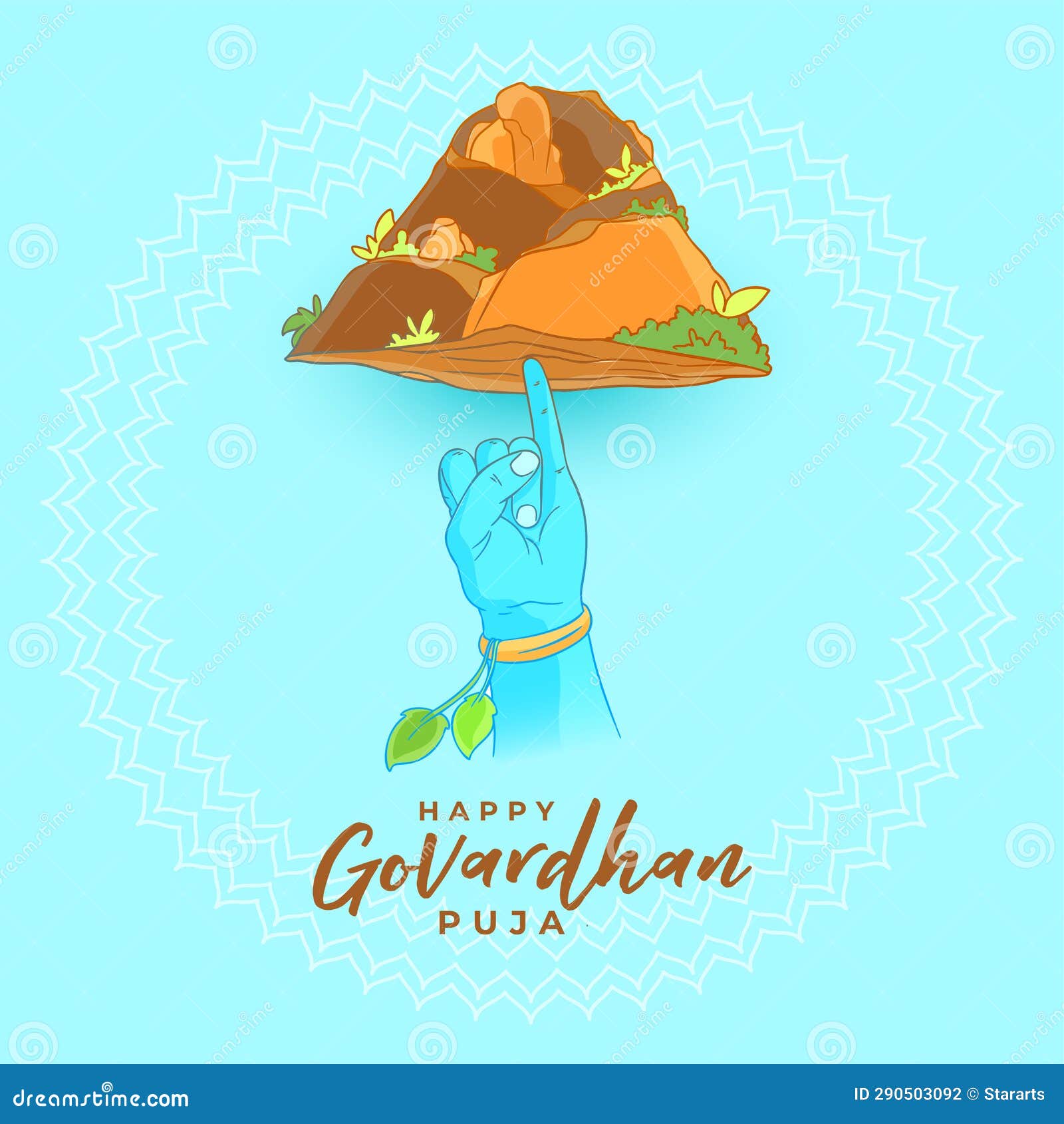 Traditional Govardhan Puja Wishes Background With Krishna Silhouette ... Traditional Govardhan Puja Wishes Background With Krishna Silhouette ...
