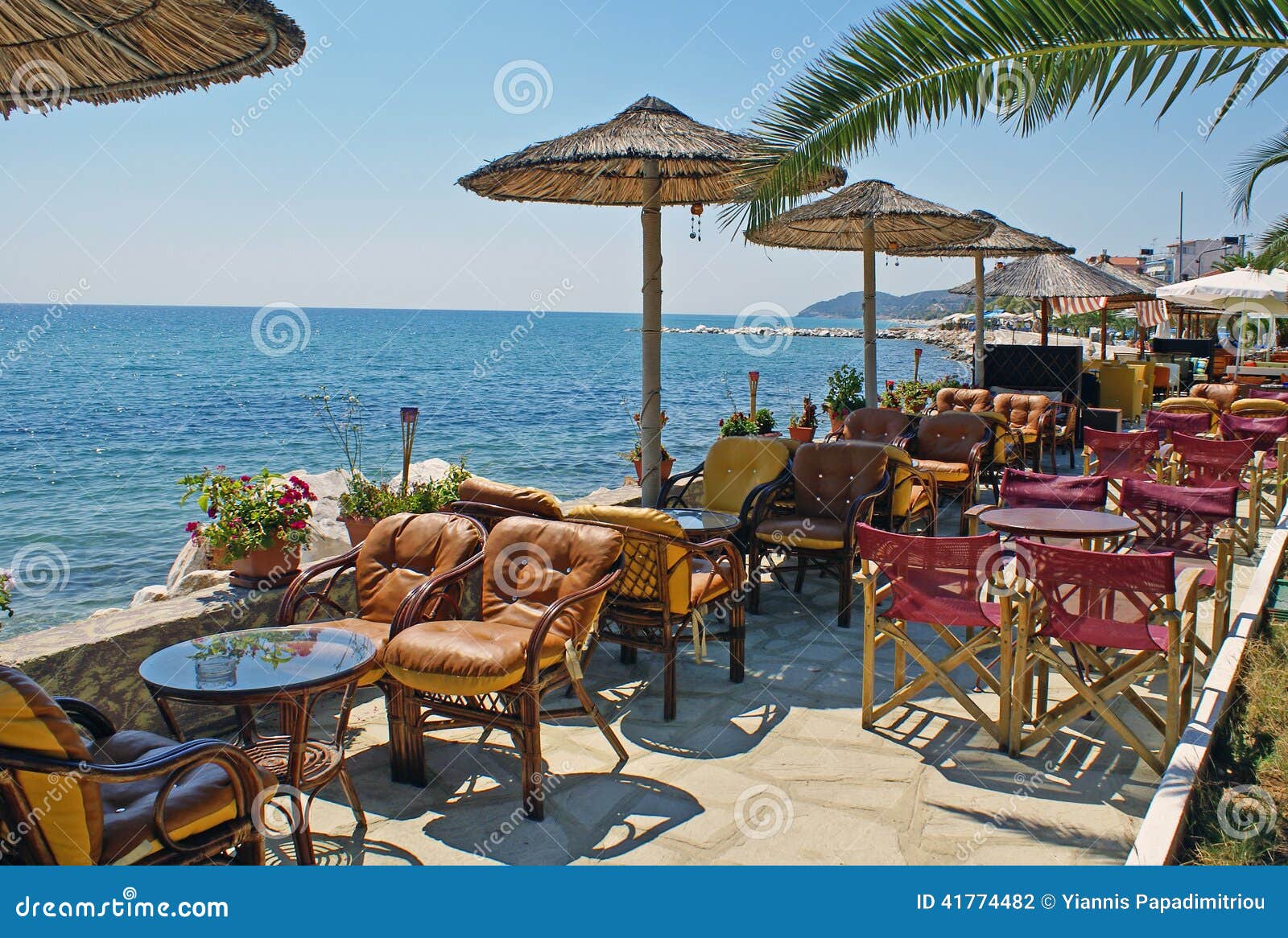 Traditional Greek Cafeteria at the Beach Stock Photo - Image of crete ...