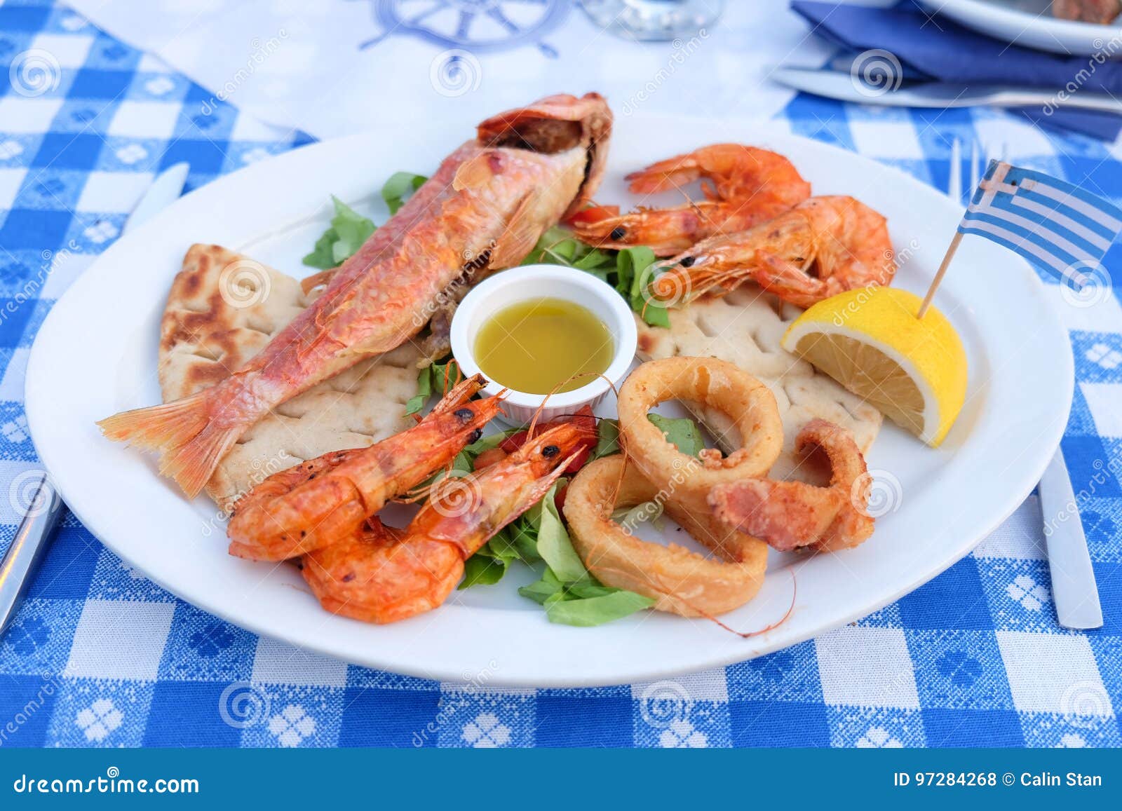 Traditional Greek Fish Plate Meze Stock Photo - Image of grilled ...