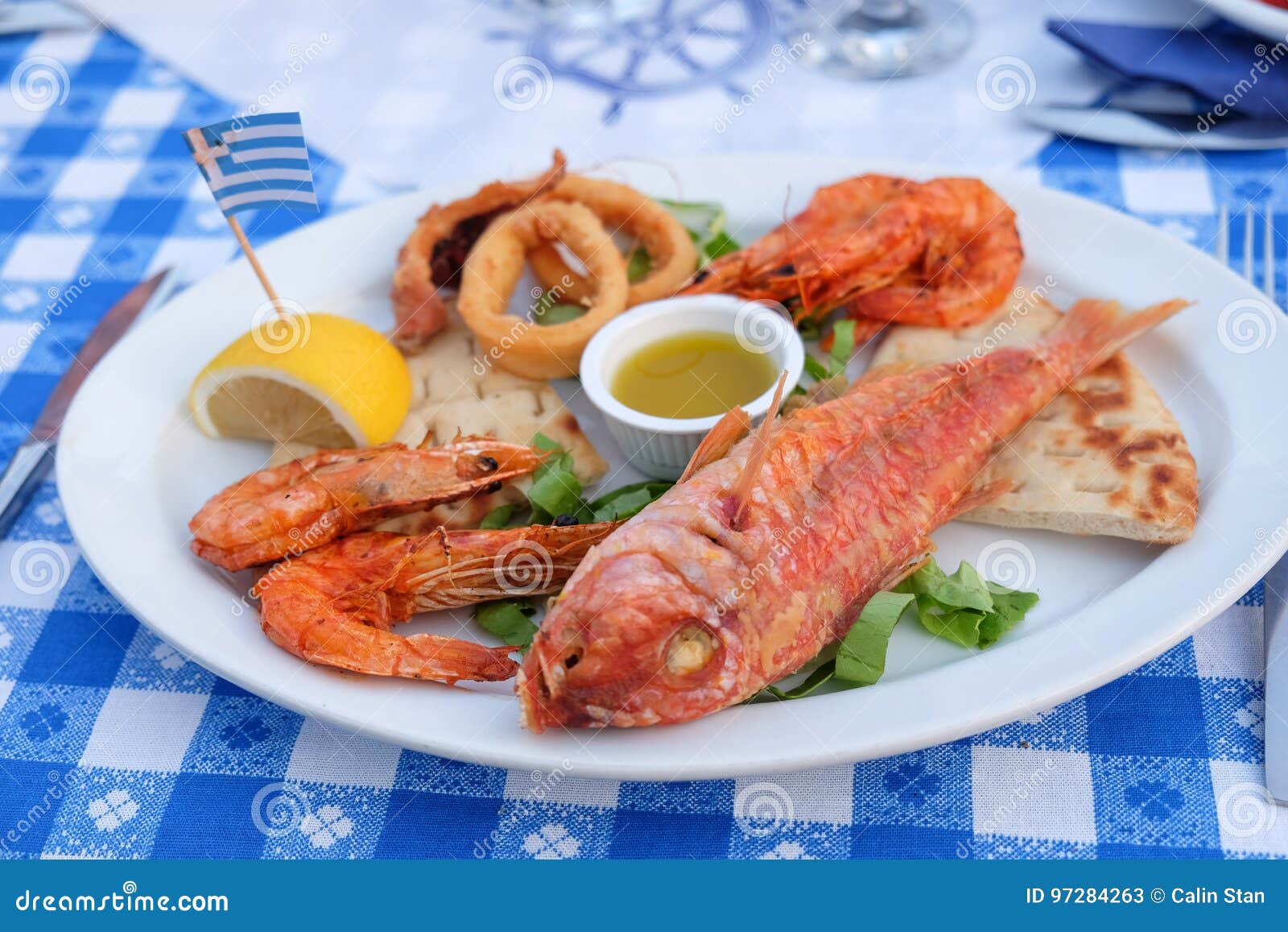 Traditional Greek Fish Plate Meze Stock Image - Image of seabass ...
