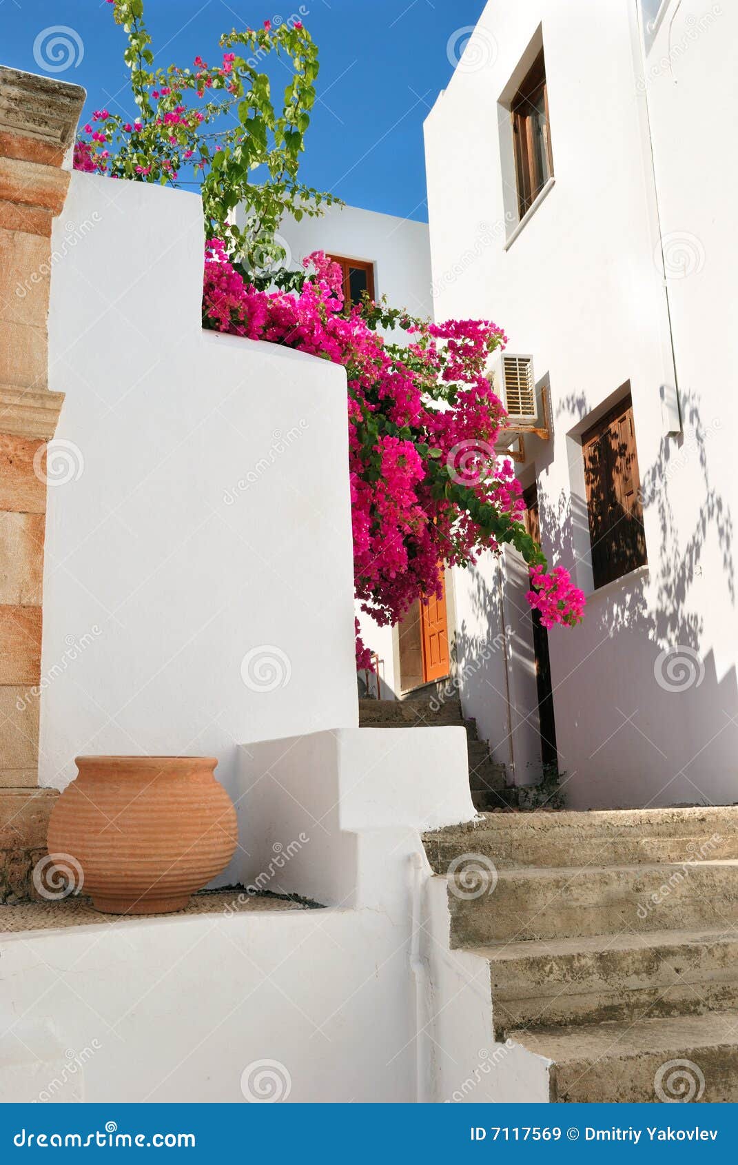 Traditional Greek Houses in Lindos Stock Image - Image of architecture ...