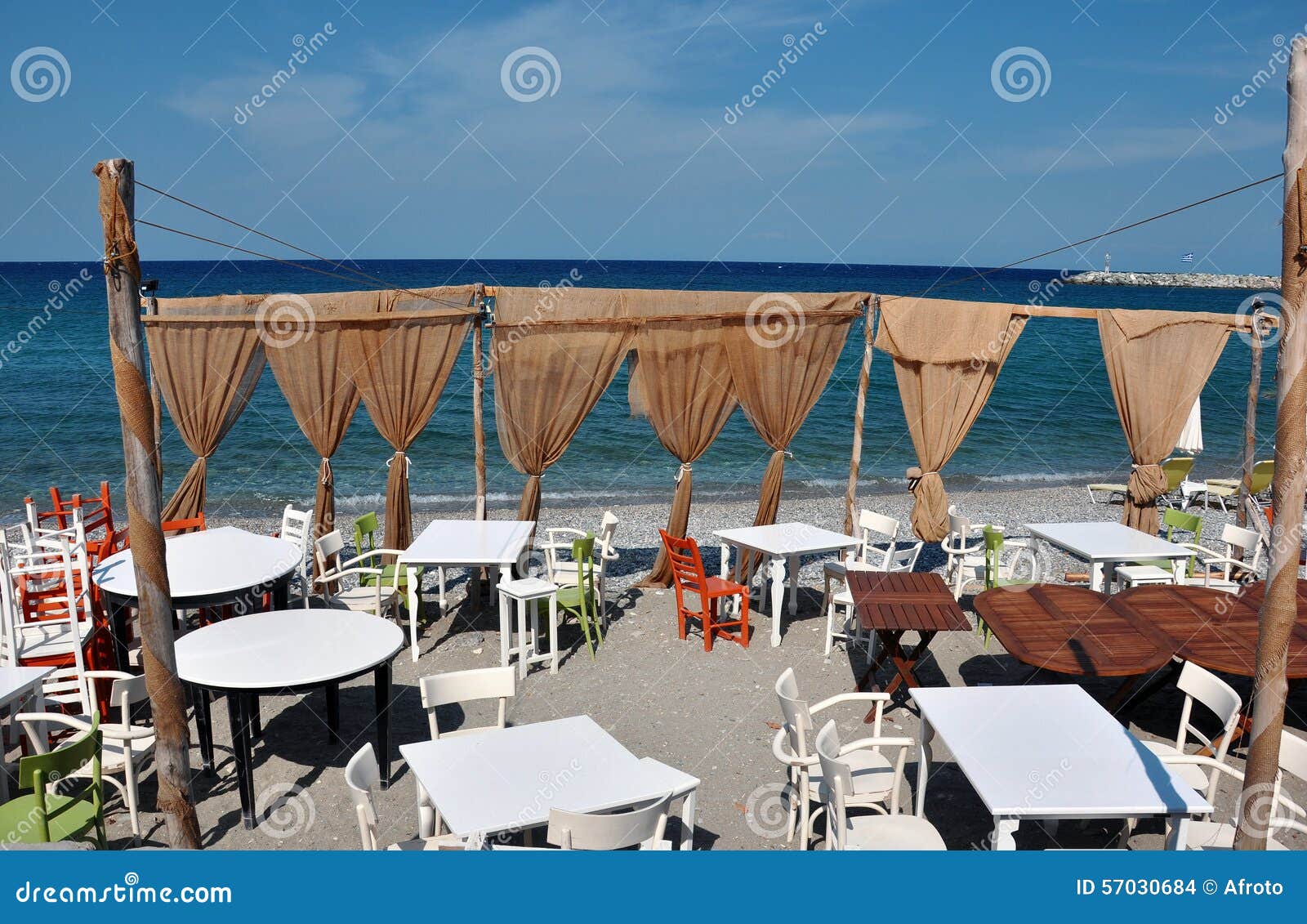 Traditional Greek Restaurant Stock Photo - Image of blue, chair: 57030684