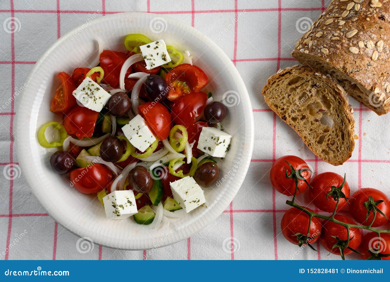 Traditional greek salad stock image. Image of onion - 152828481
