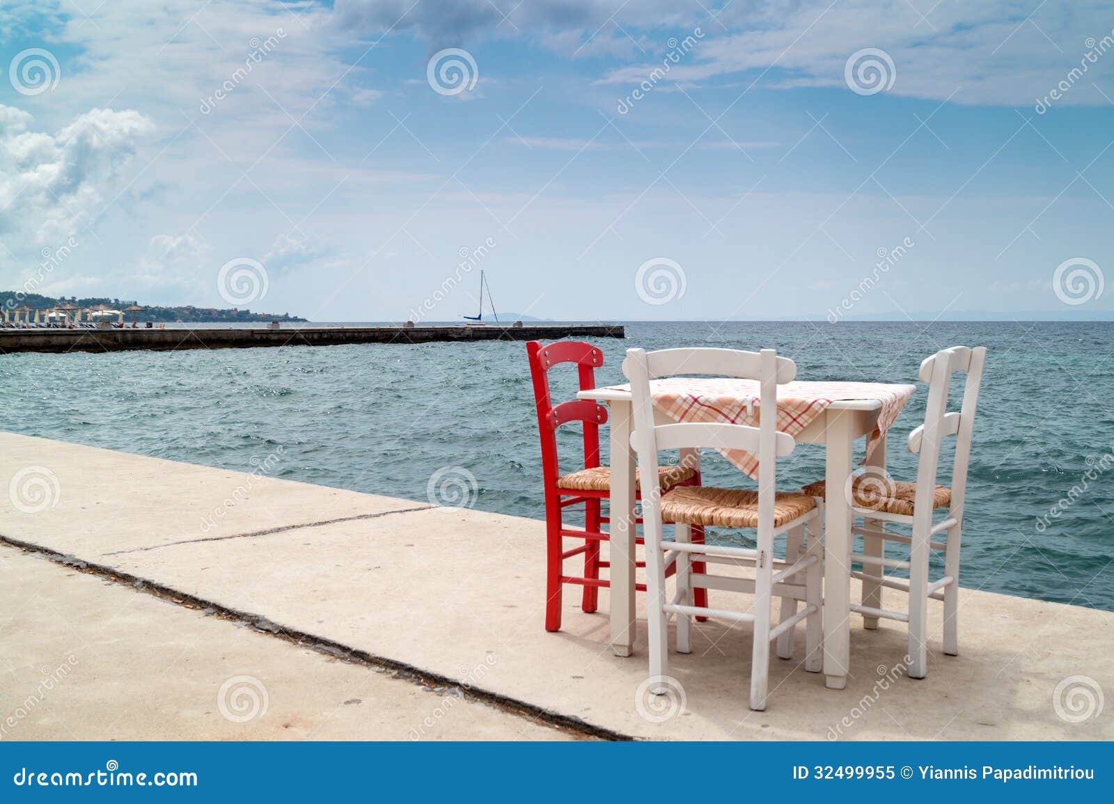 Traditional Greek Table at the Beach Stock Image - Image of beach ...