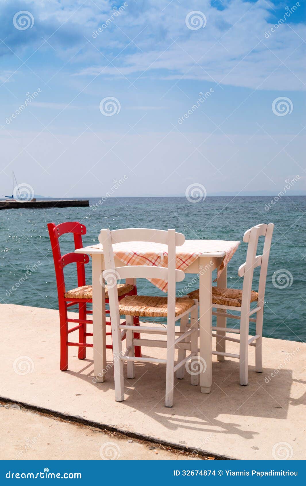 Traditional Greek Table at the Beach Stock Photo - Image of resort ...