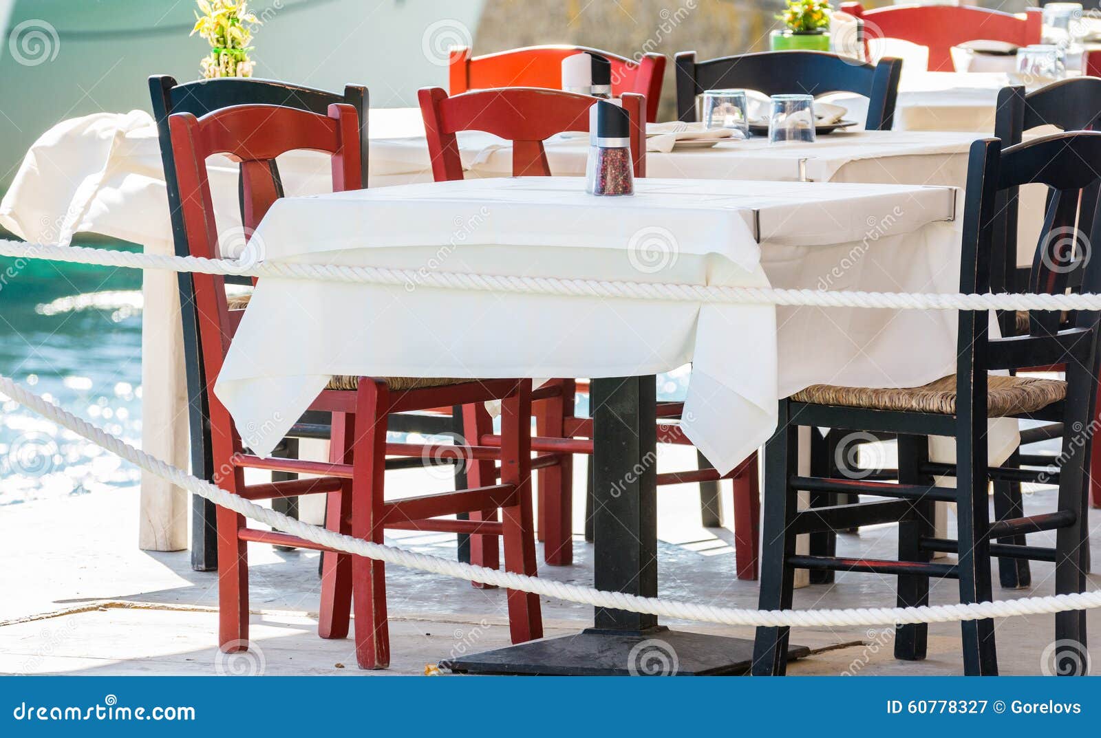 Traditional Greek Table at Cafe on Crete Island Stock Image - Image of ...