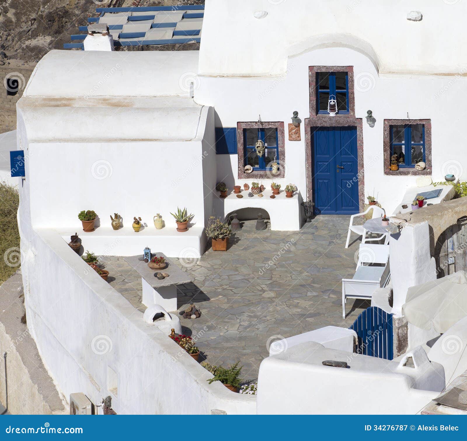 Traditional greek terrace stock image. Image of decoration - 34276787