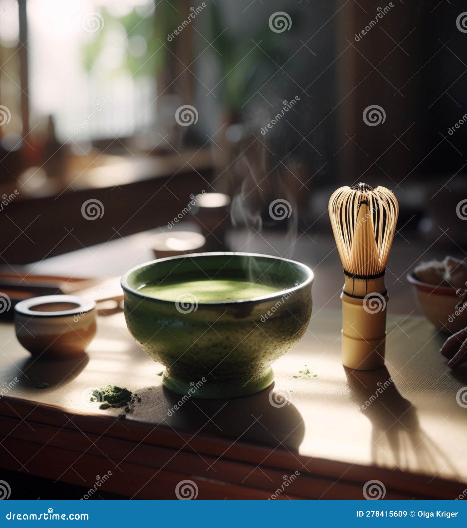 Traditional Green Matcha Tea in a Mug Stock Illustration - Illustration ...