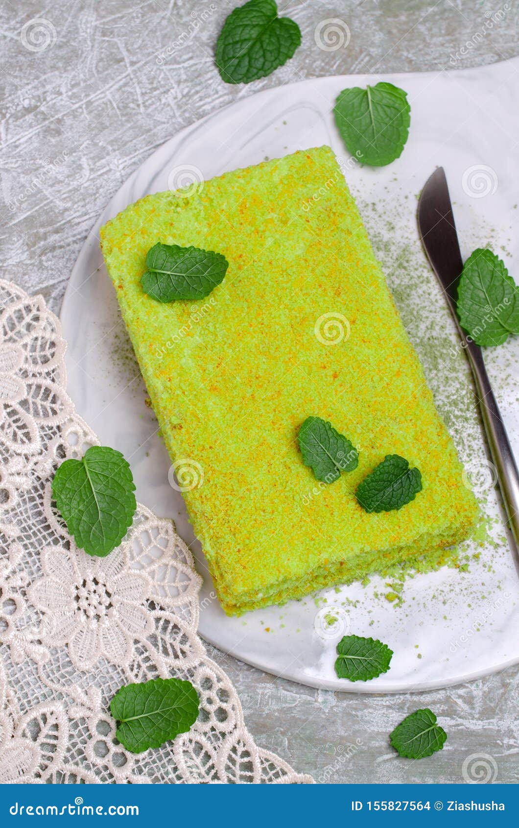 Traditional Green Sponge Cake Stock Photo - Image of cake, pastry ...