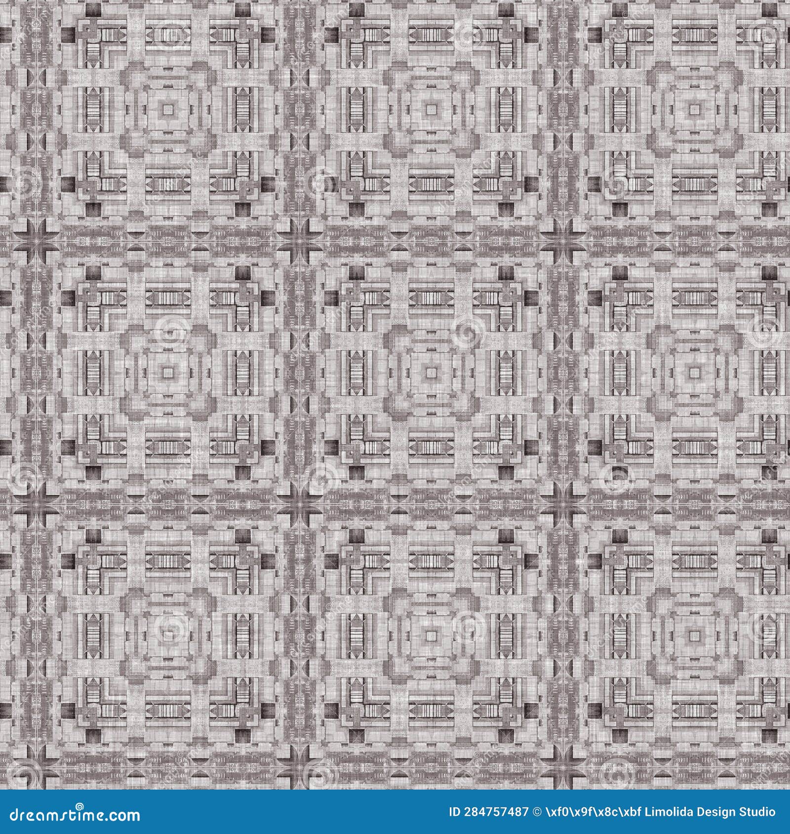 Traditional Grey Mosaic Seamless Pattern Print. Fabric Effect Mexican ...