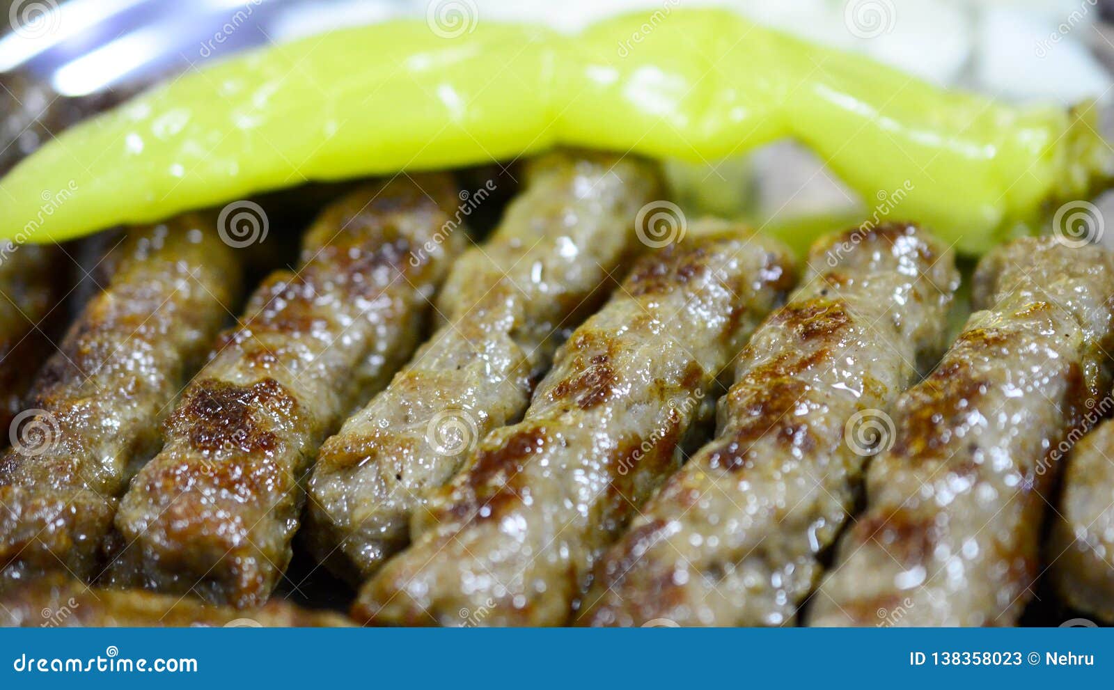 Traditional Grill in Macedonia, Kebap in a Plate Stock Image - Image of ...