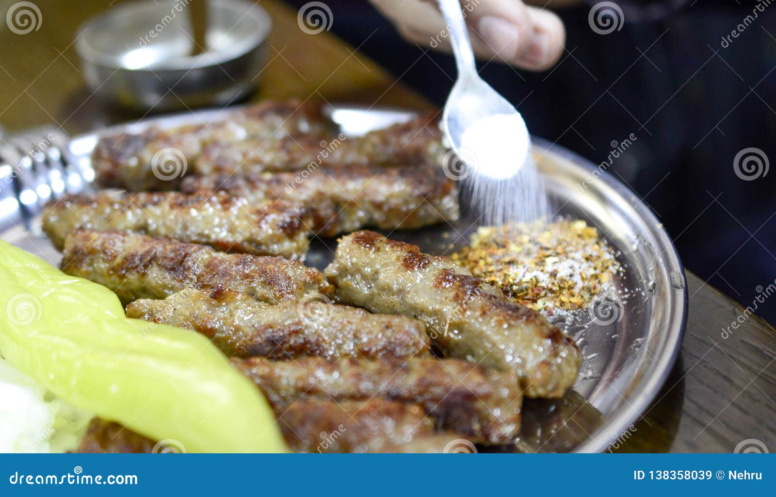 Traditional Grill in Macedonia, Kebap in a Plate Stock Image - Image of ...