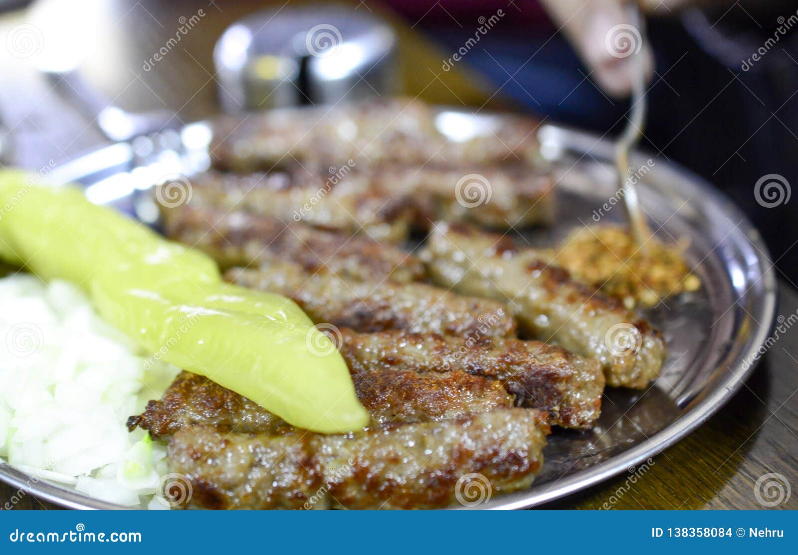 Traditional Grill in Macedonia, Kebap in a Plate Stock Photo - Image of ...