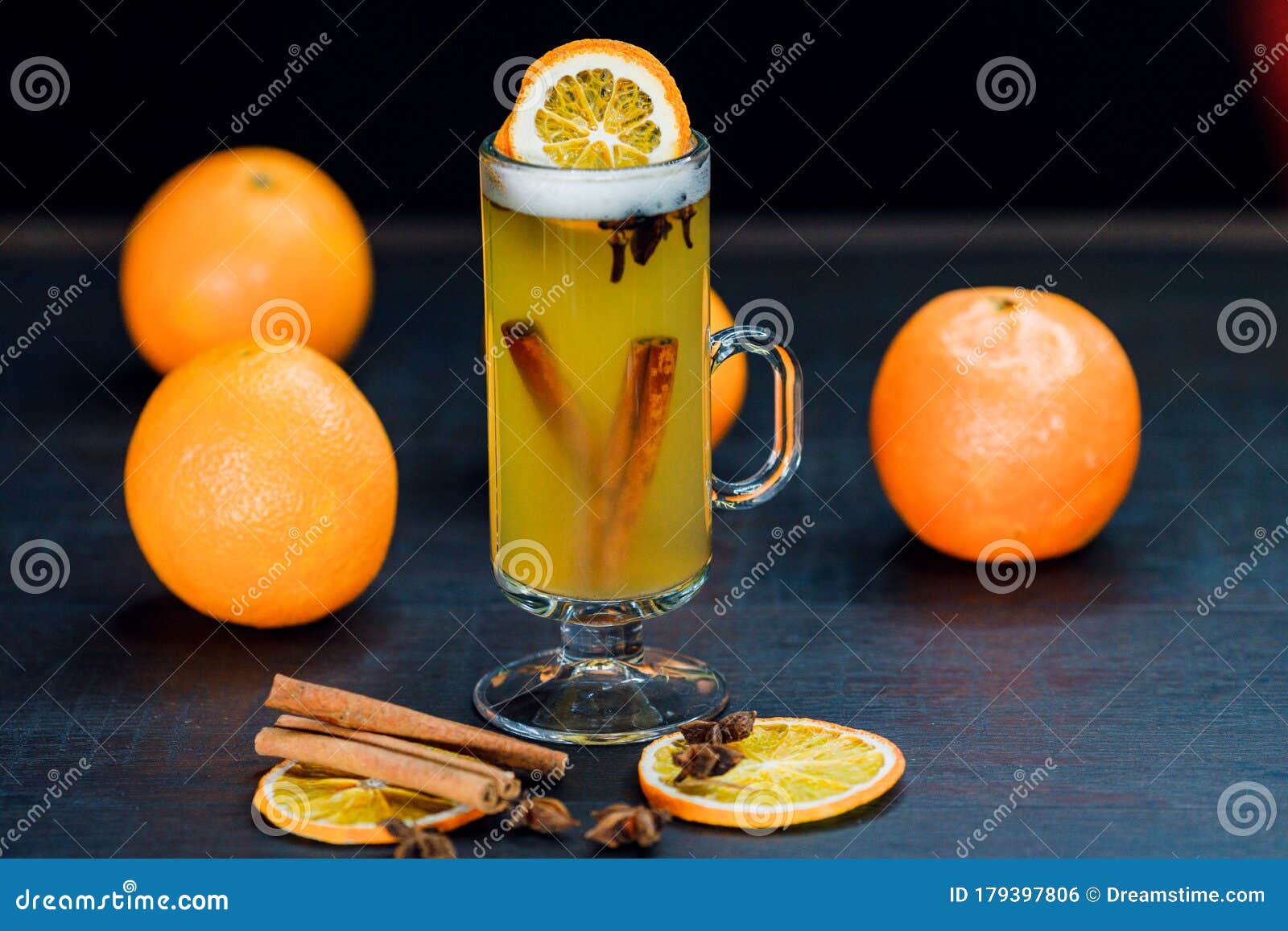 Traditional Grog Drink with Cinnamon Sticks and Orange Stock Photo ...