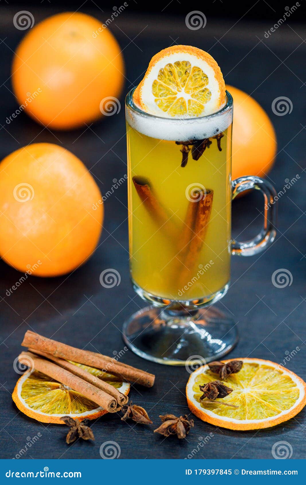 Traditional Grog Drink with Cinnamon Sticks and Orange Stock Image ...