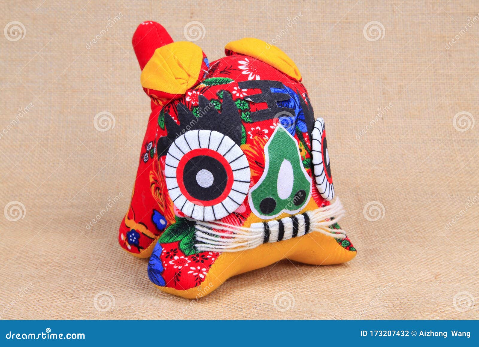 Traditional Hand Made Cloth Tiger Toy Stock Photo - Image of floral ...