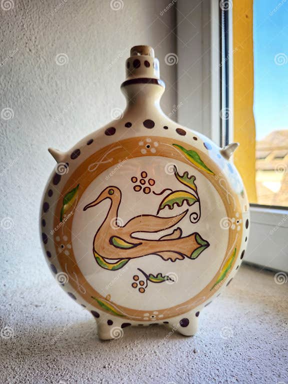 Traditional Hand-painted Ceramic Flasks Stock Photo - Image of layers ...