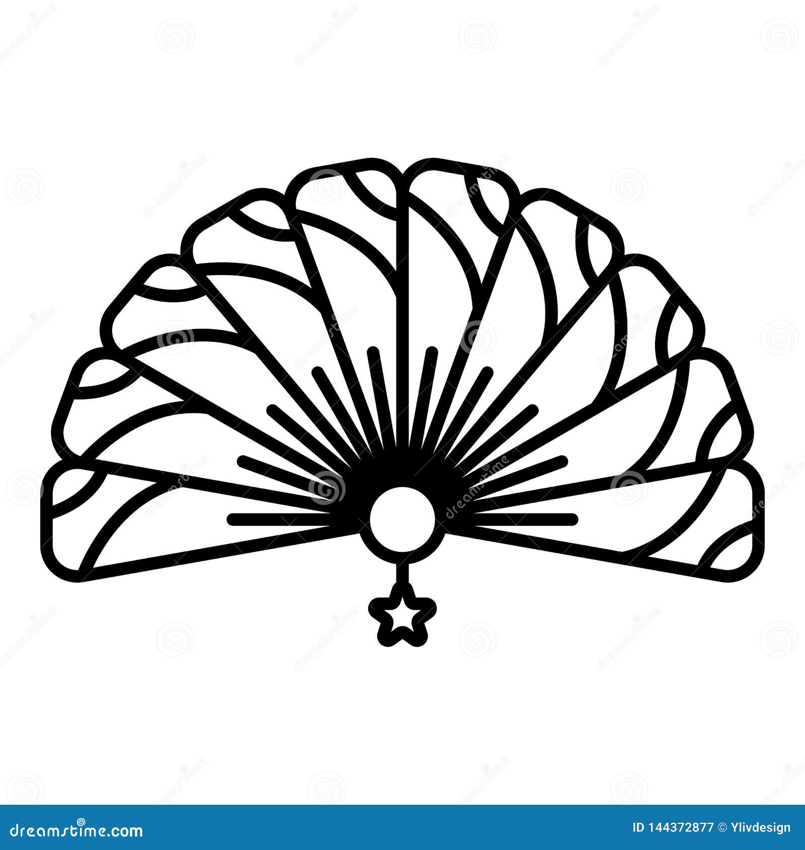Traditional Handheld Fan Icon, Outline Style Stock Vector ...