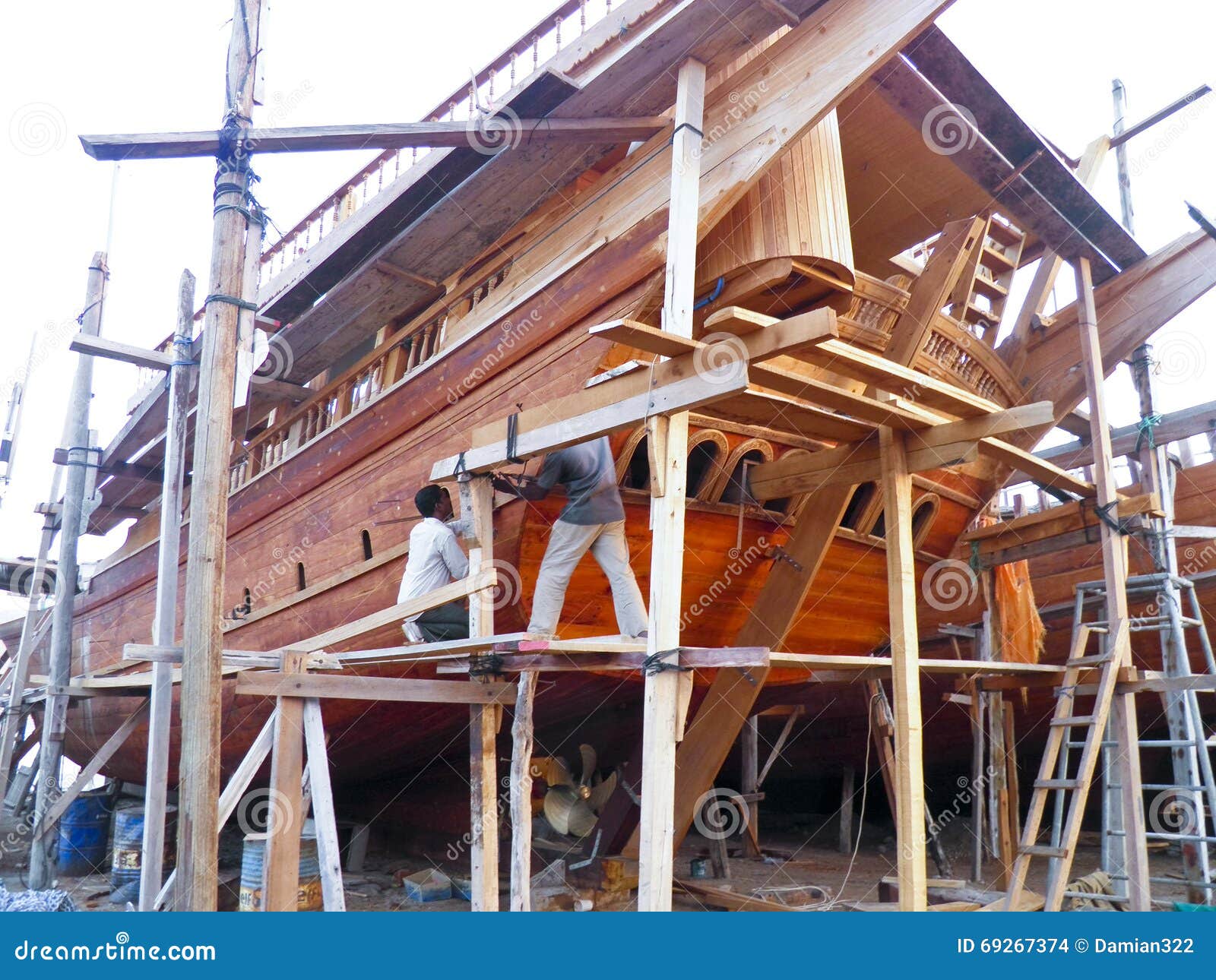 Traditional Shipbuilding Harbor With Ships In Bermeo. Basque Country ...