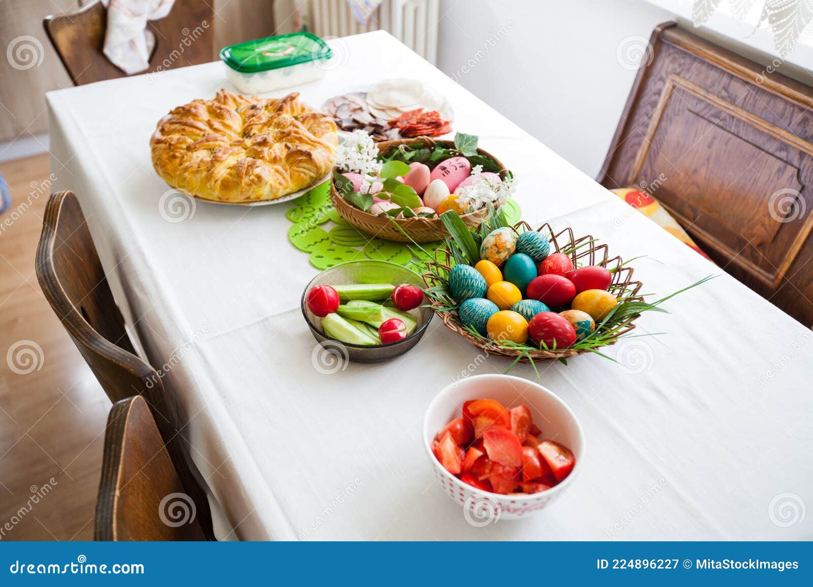 Traditional Handmade Holiday Bread, Food Serving on Table, Eastern ...