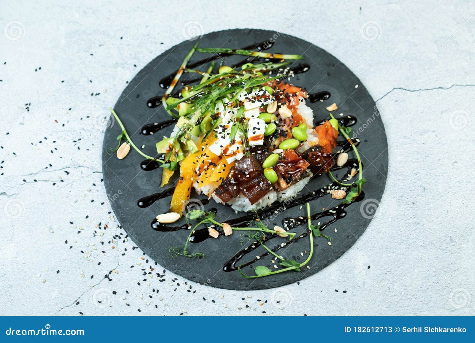 Traditional Hawaiian Poke with Vegetables Stock Image - Image of meal ...