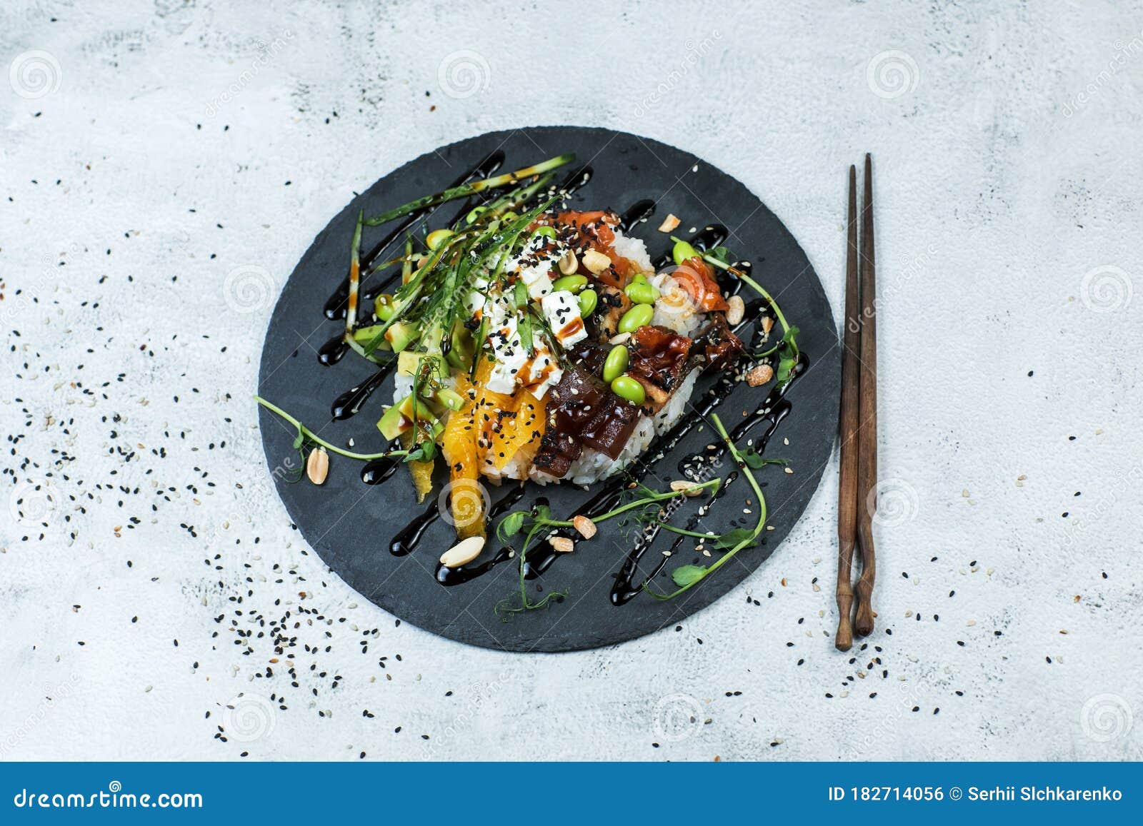 Traditional Hawaiian Poke with Vegetables Stock Photo - Image of limu ...