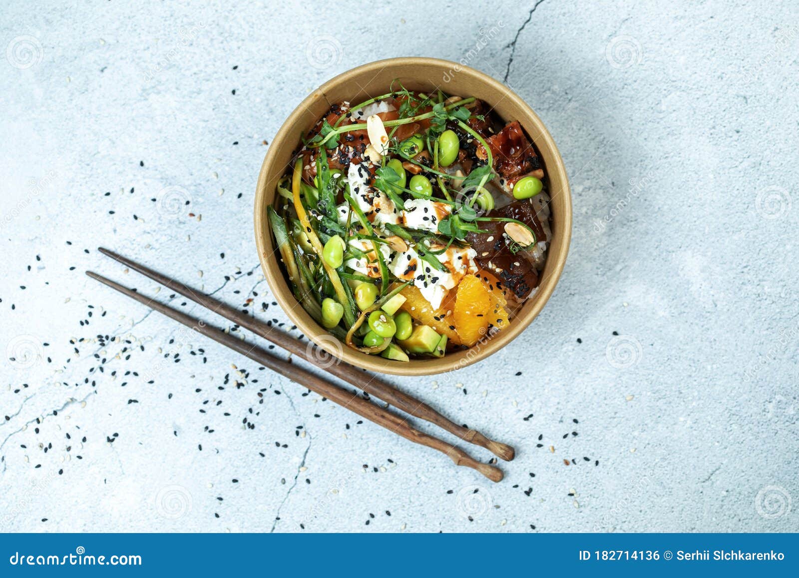 Traditional Hawaiian Poke with Vegetables Stock Photo - Image of ...