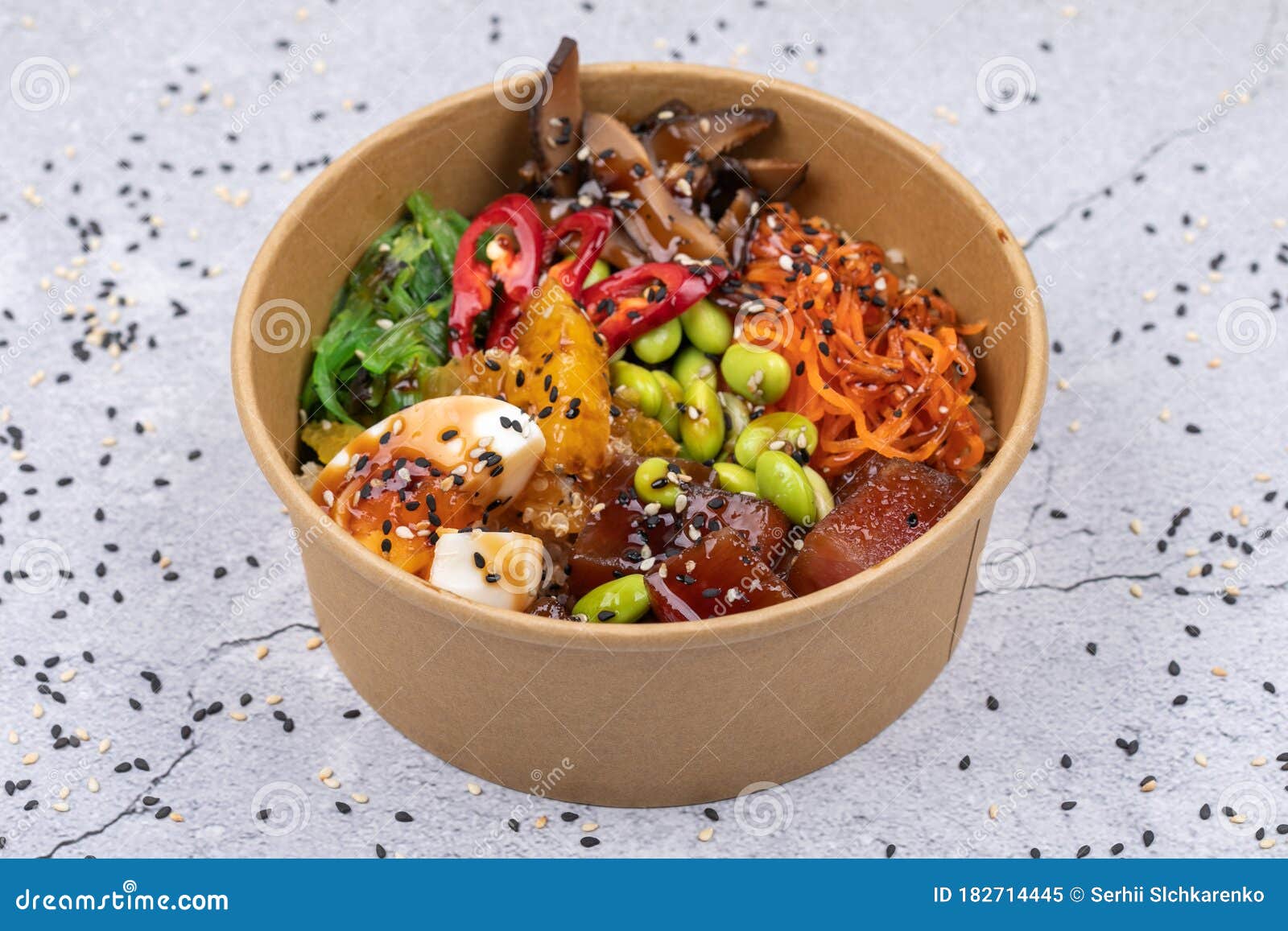 Traditional Hawaiian Poke with Vegetables Stock Image - Image of plate ...