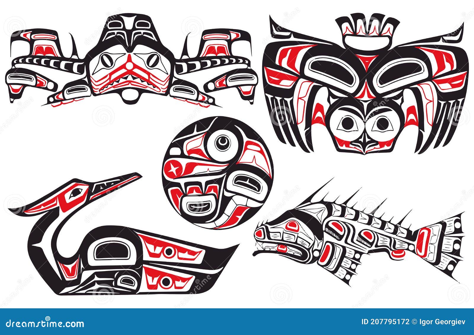 Traditional Heida Indians Tattoo Flash. Stock Vector - Illustration of ...