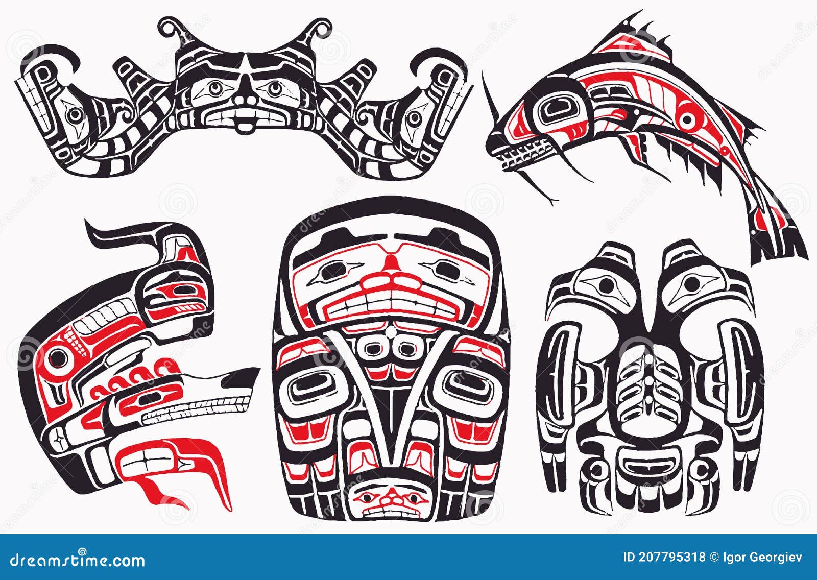 Traditional Heida Indians Tattoo Flash. Stock Vector - Illustration of ...