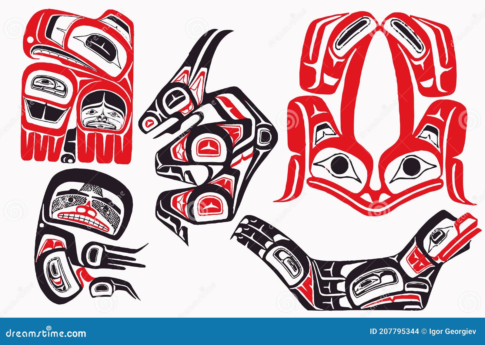 Traditional Heida Indians Tattoo Flash. Stock Vector - Illustration of ...