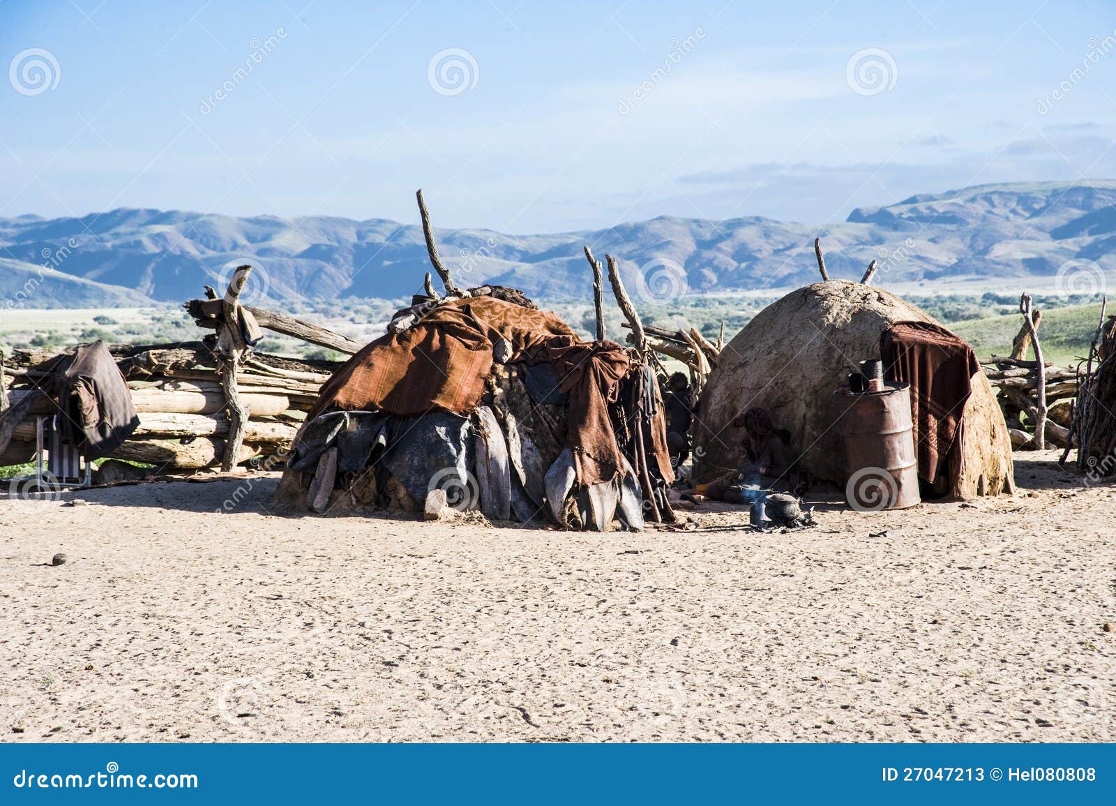 Traditional Himba Village, Namibia Stock Image - Image of village ...