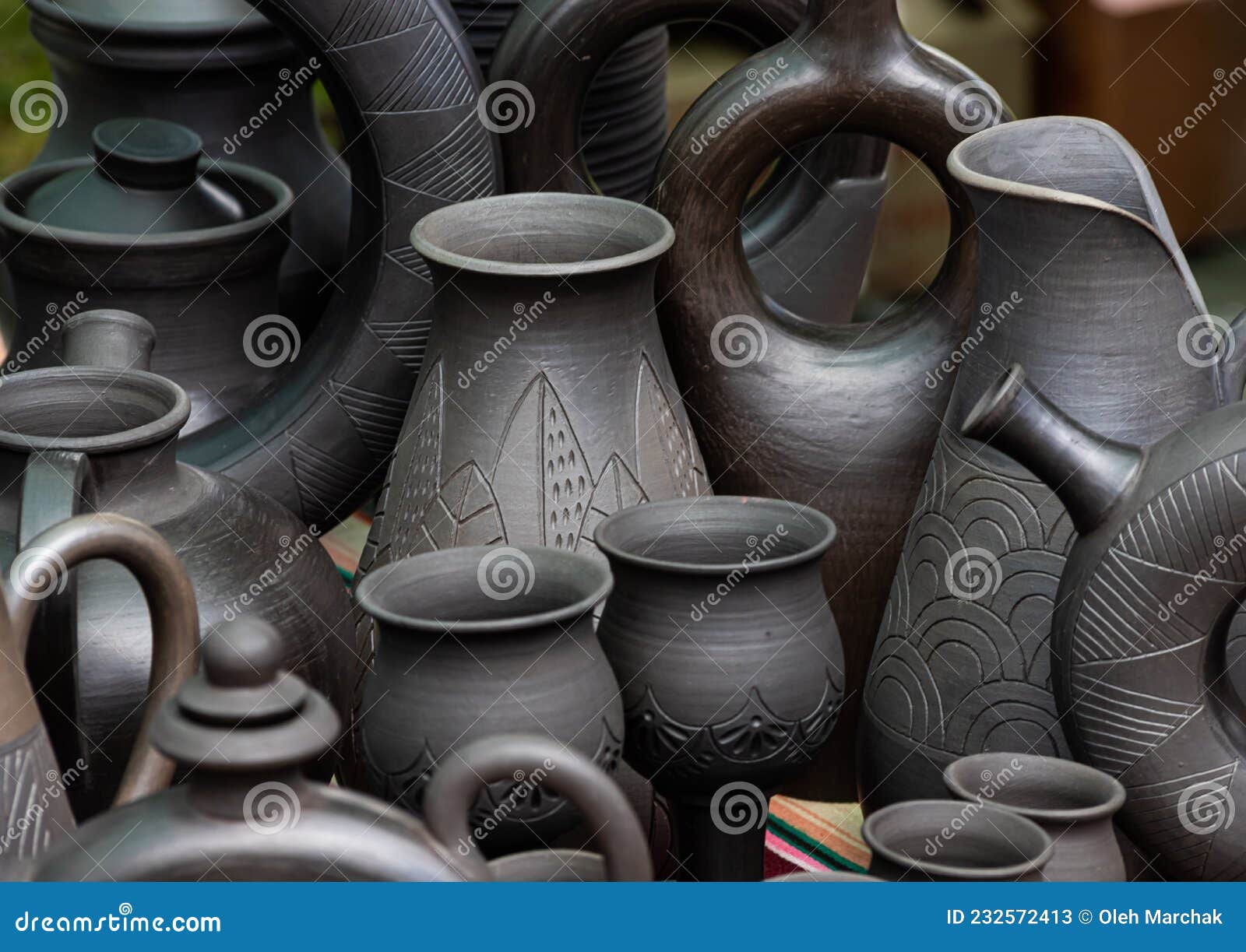 Traditional Homemade Ceramic Pots on Traditional Crafts Fair Stock ...