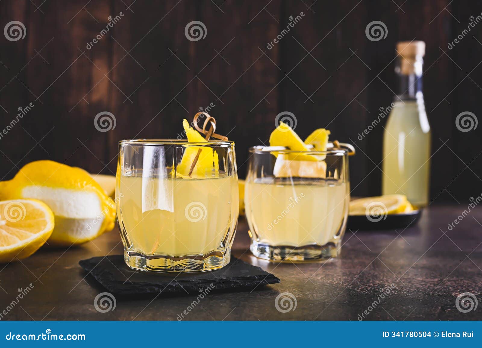 Traditional Homemade Limoncello in Glasses on the Table Stock Photo ...