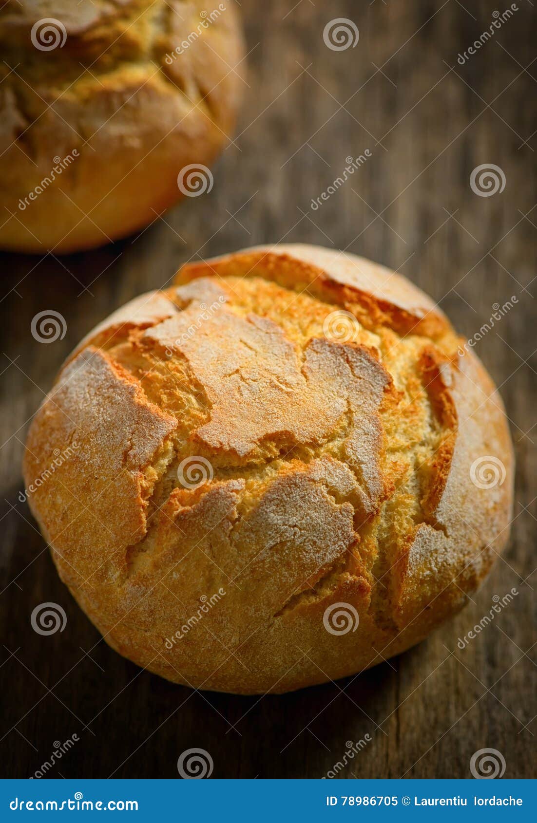 Traditional Homemade Round Bread Stock Image - Image of wheat, food ...