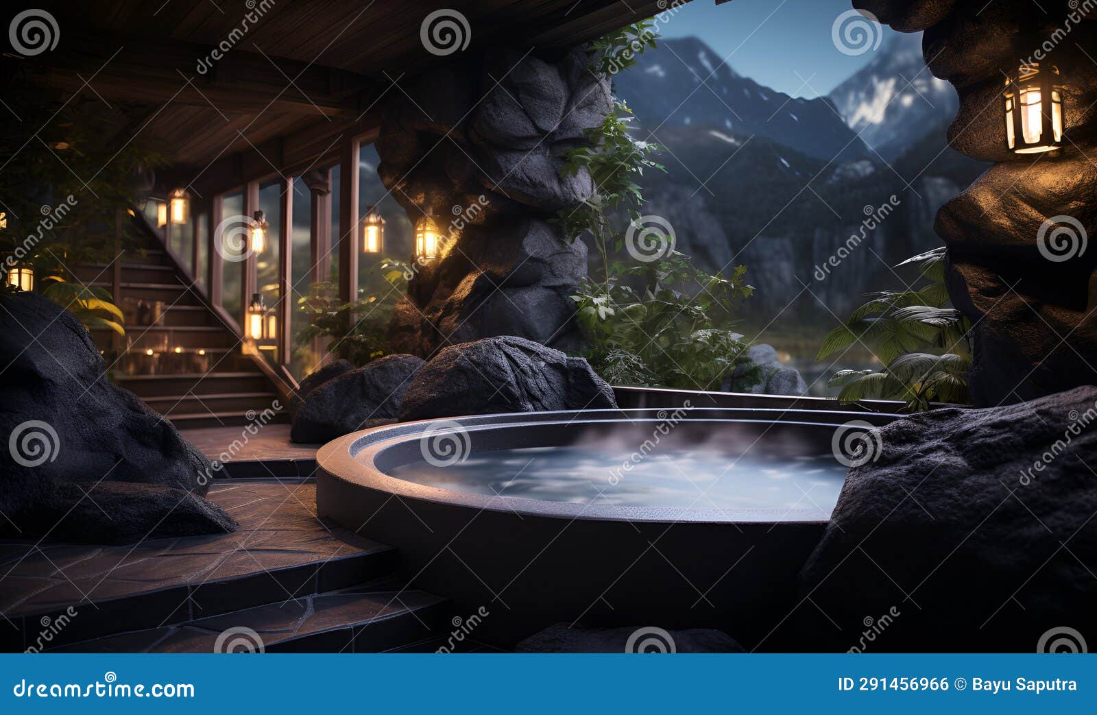Traditional Hot Spring Spa Bathing Pool, Ai Generative Stock ...