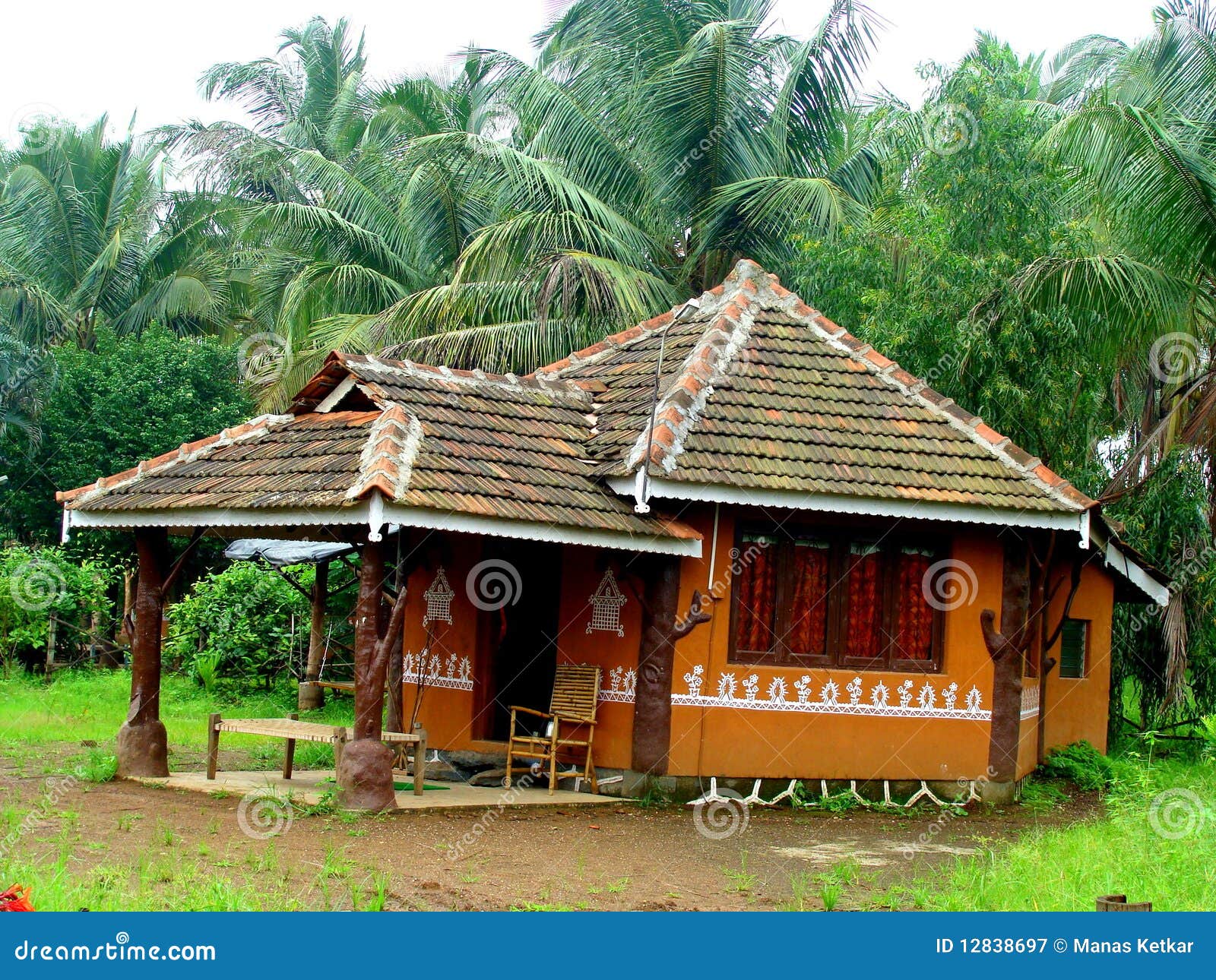 Traditional House stock image. Image of palms, cottage - 12838697