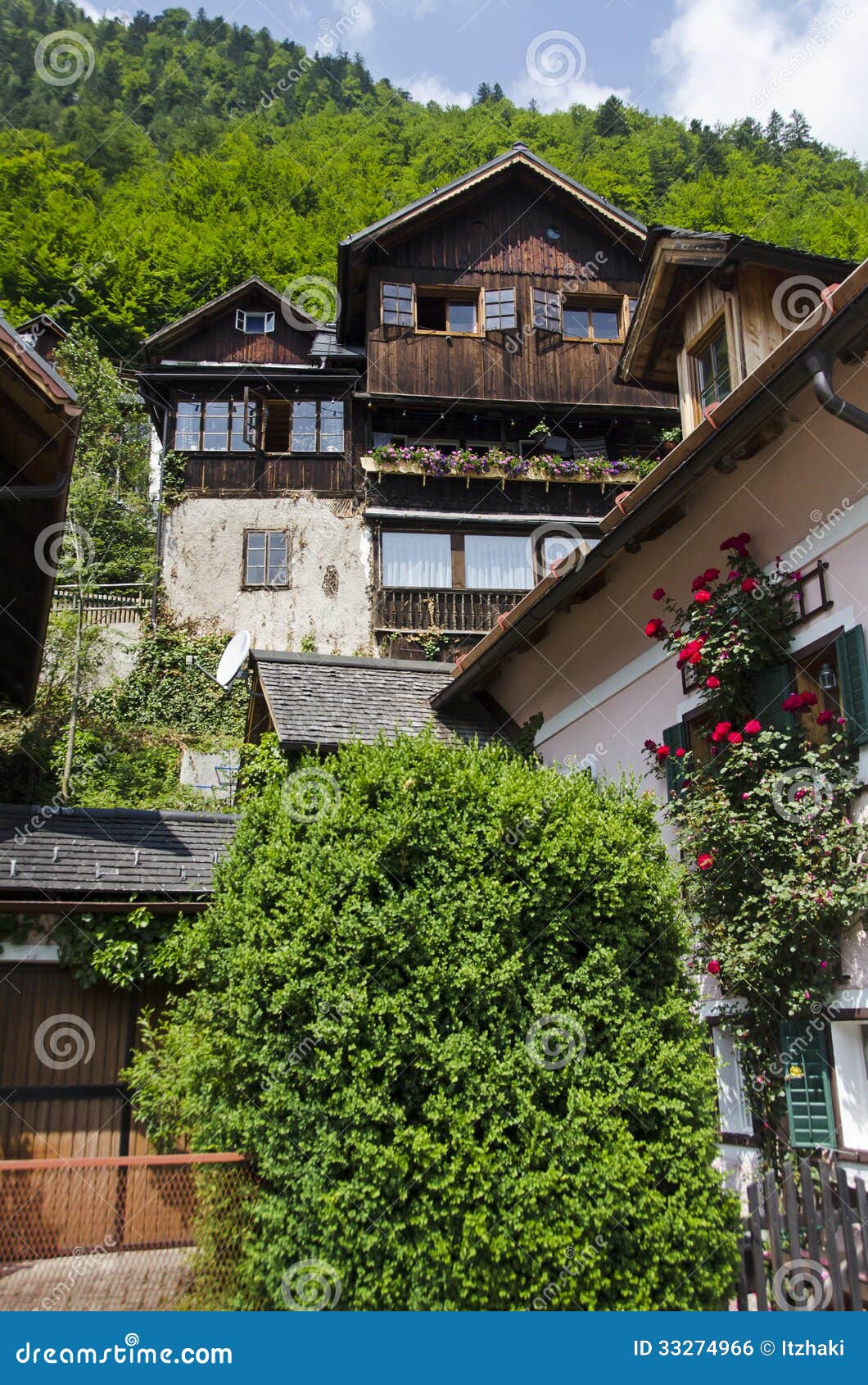 Traditional House on the Alps Cliff Stock Photo - Image of austria ...