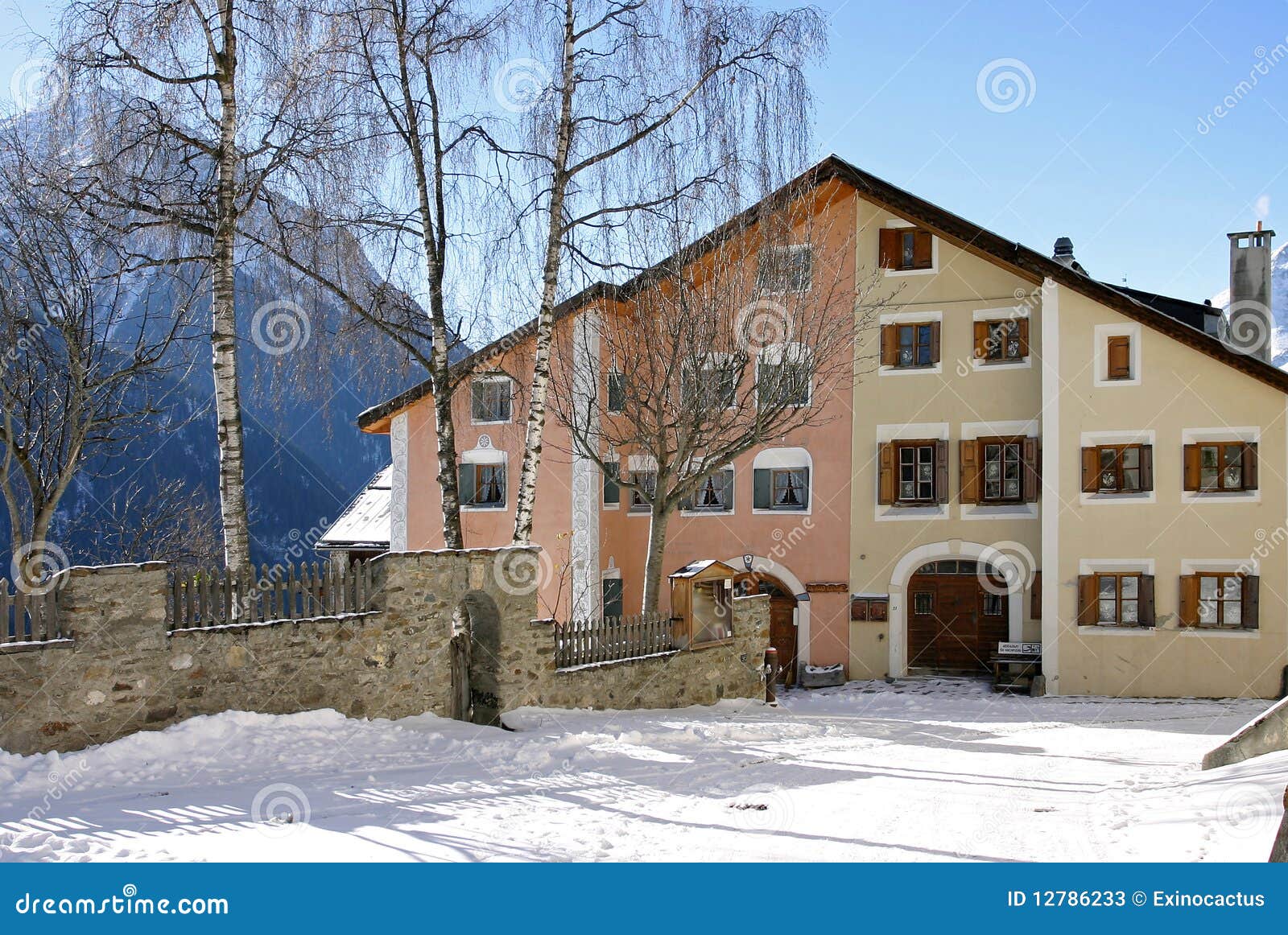Traditional House in Engadin Stock Image - Image of stone, lodge: 12786233