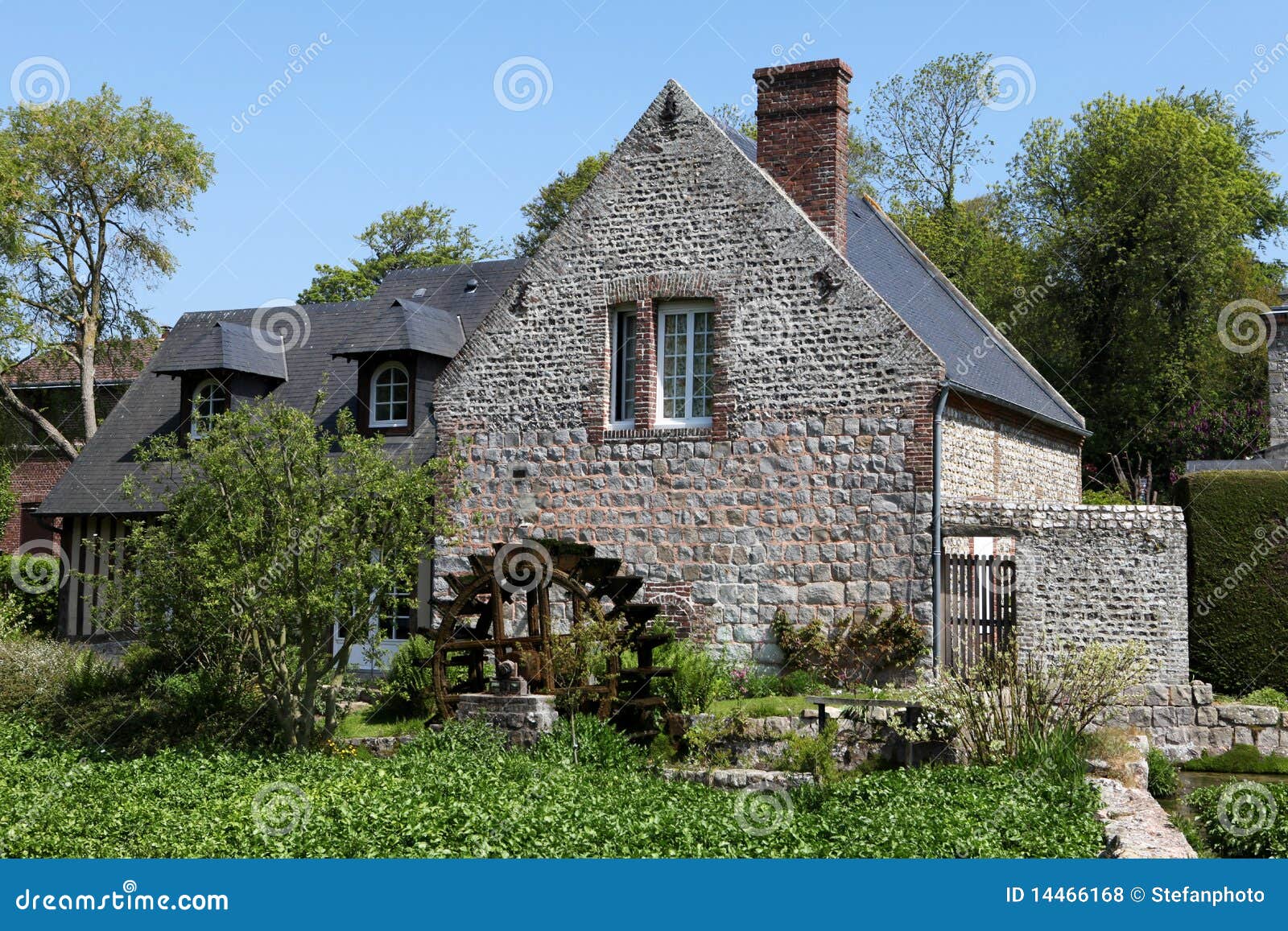 Traditional House with Mill Wheel Stock Photo - Image of water, mill ...