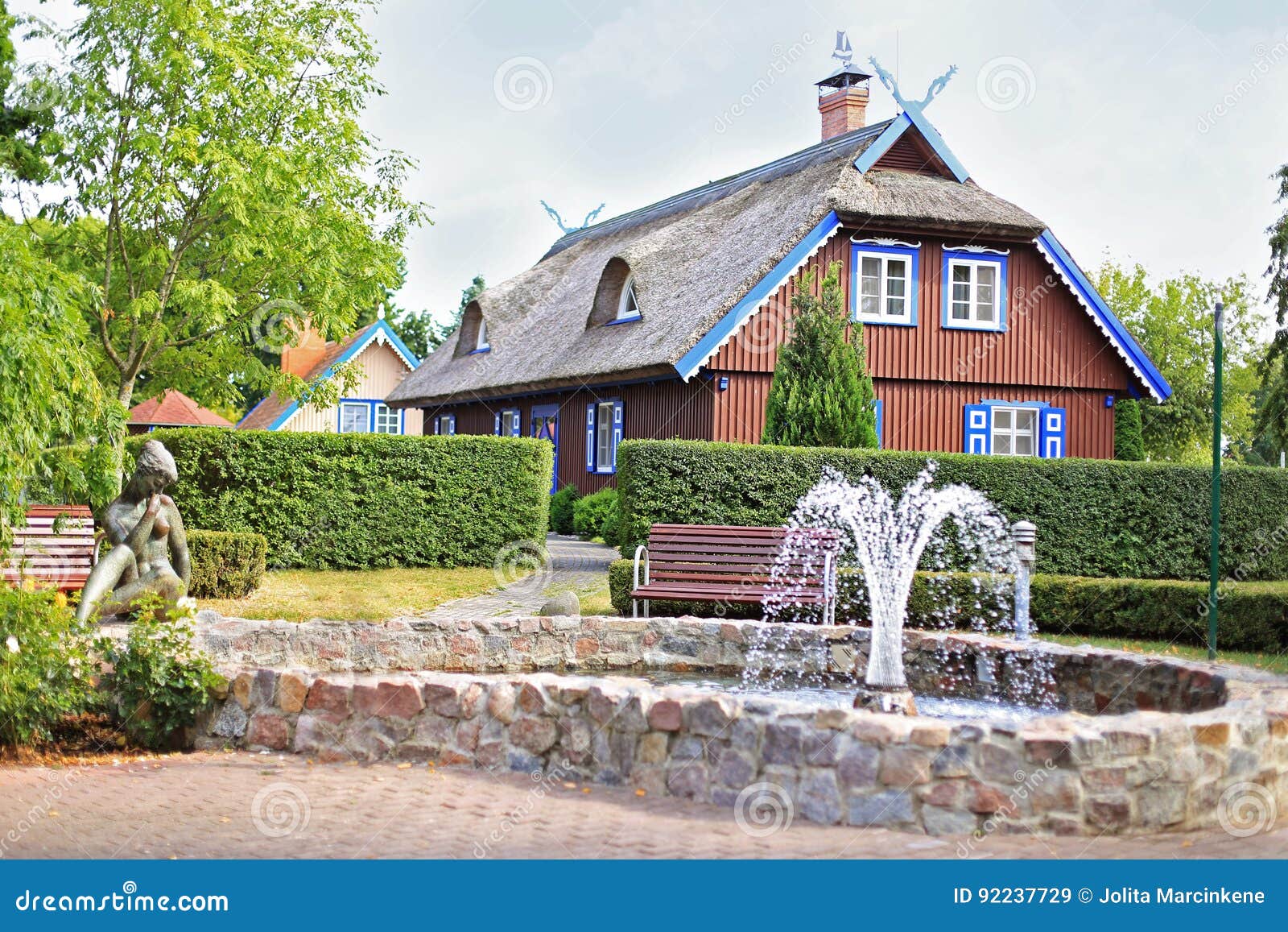 Traditional house in Nida stock image. Image of summer - 92237729