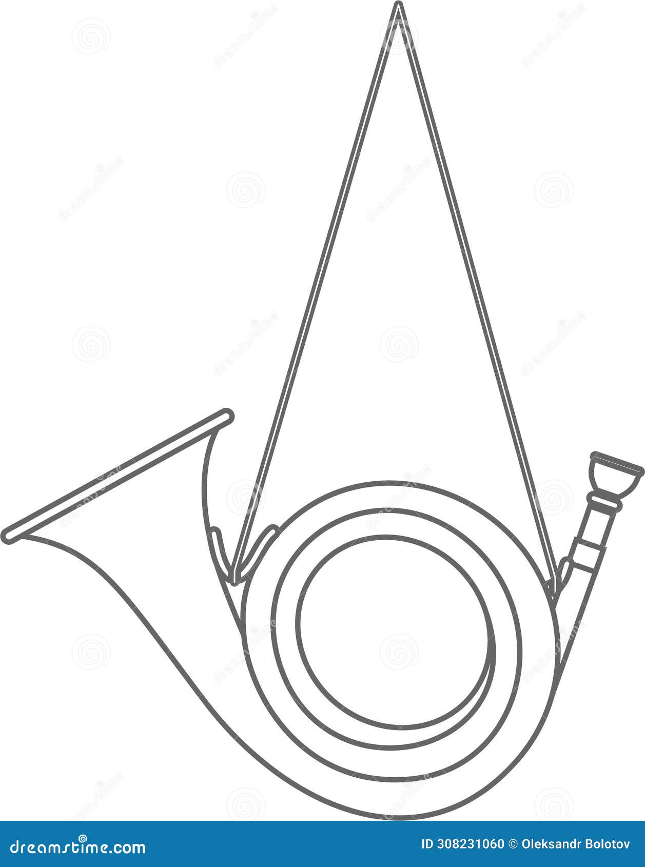 Traditional Hunting Bugle Isolated Outline Icon in Flat Style. Vector ...