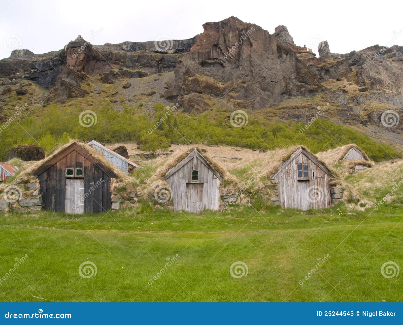 Traditional Icelandic Turf Houses Stock Image - Image of home, rustic ...