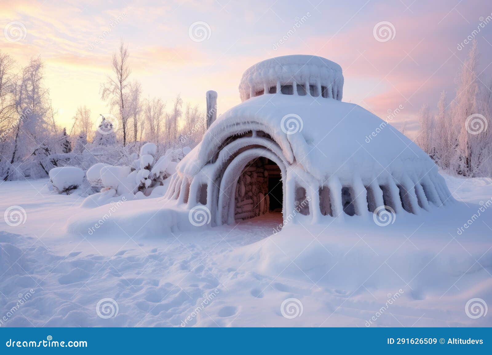 A Traditional Igloo Built in a Snowy Landscape Stock Image - Image of ...