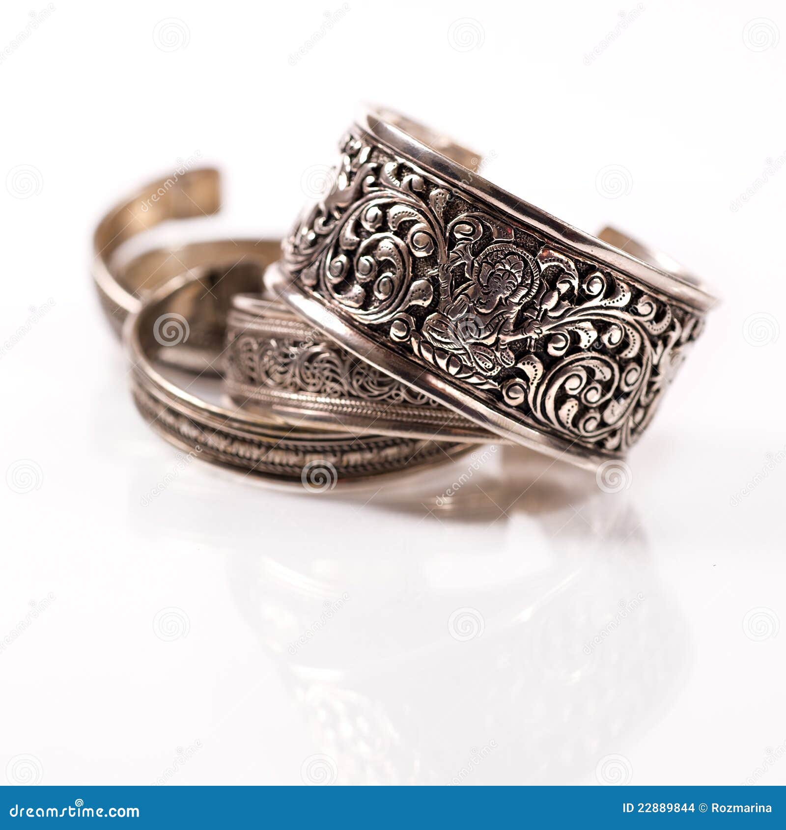Traditional Indian Bracelets of Silver Stock Photo - Image of custom ...