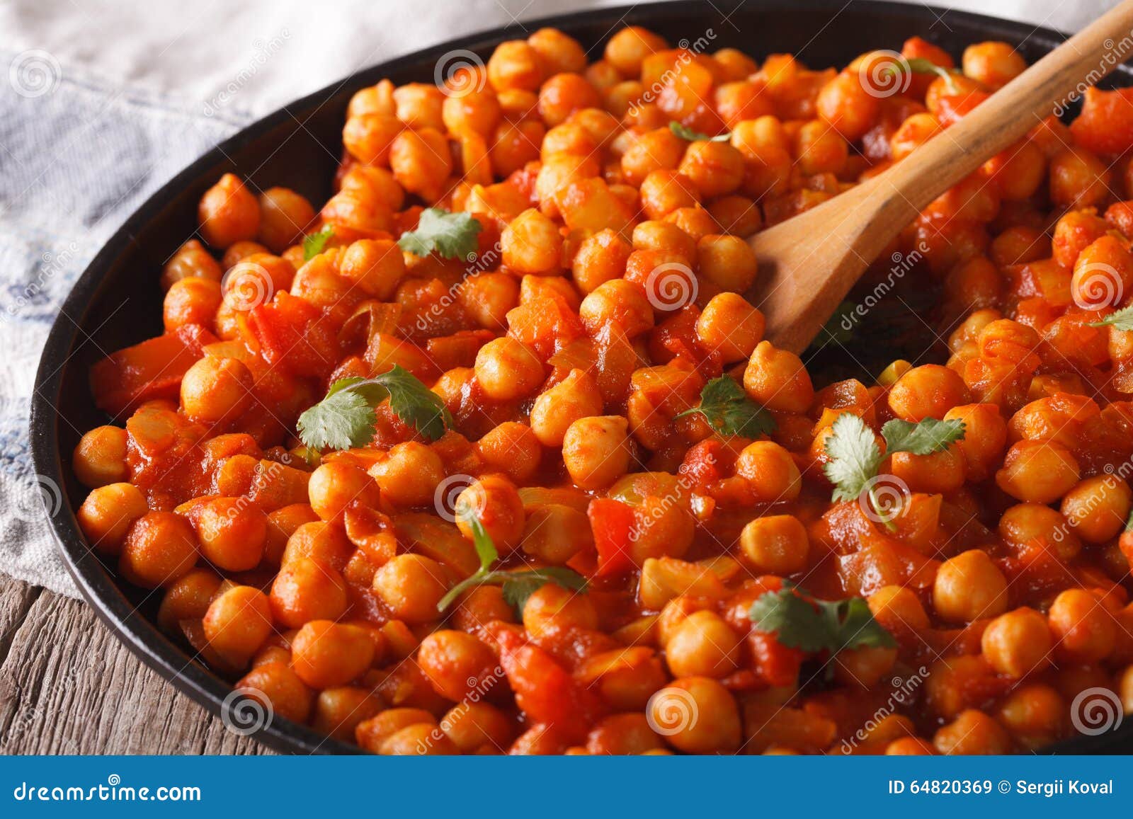 Traditional Indian Cuisine: Chana Masala Macro. Horizontal Stock Image ...