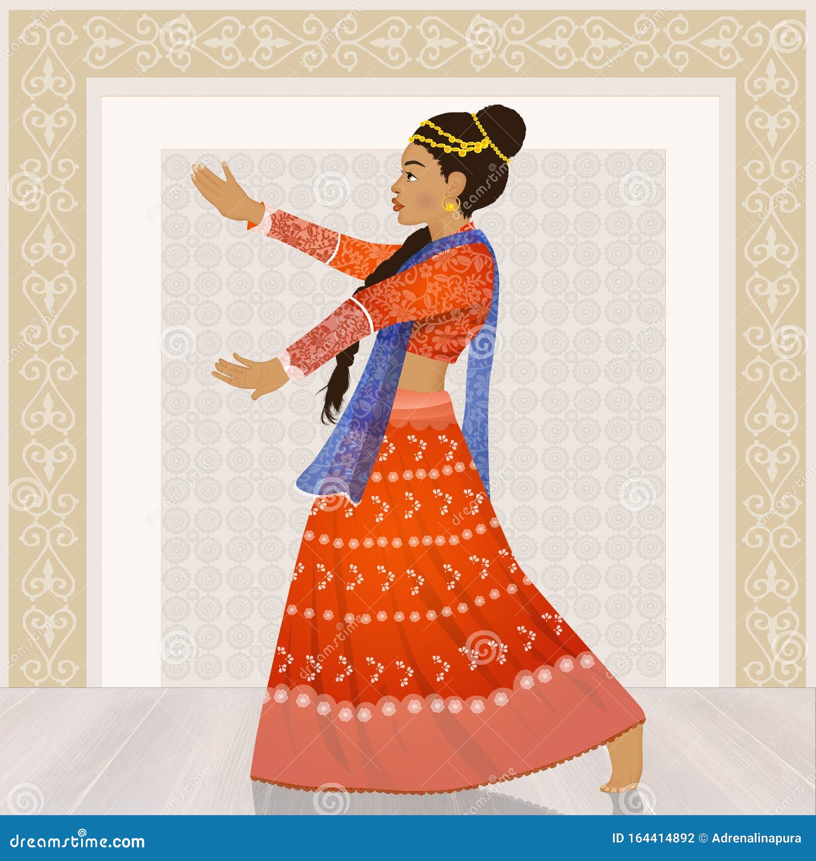 Traditional Indian dance stock illustration. Illustration of ...