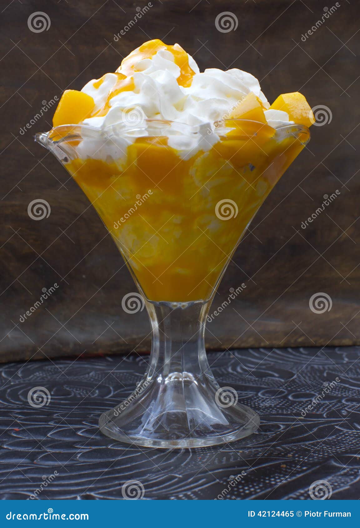 Traditional Indian Dessert with Mango and Cream Stock Image - Image of ...
